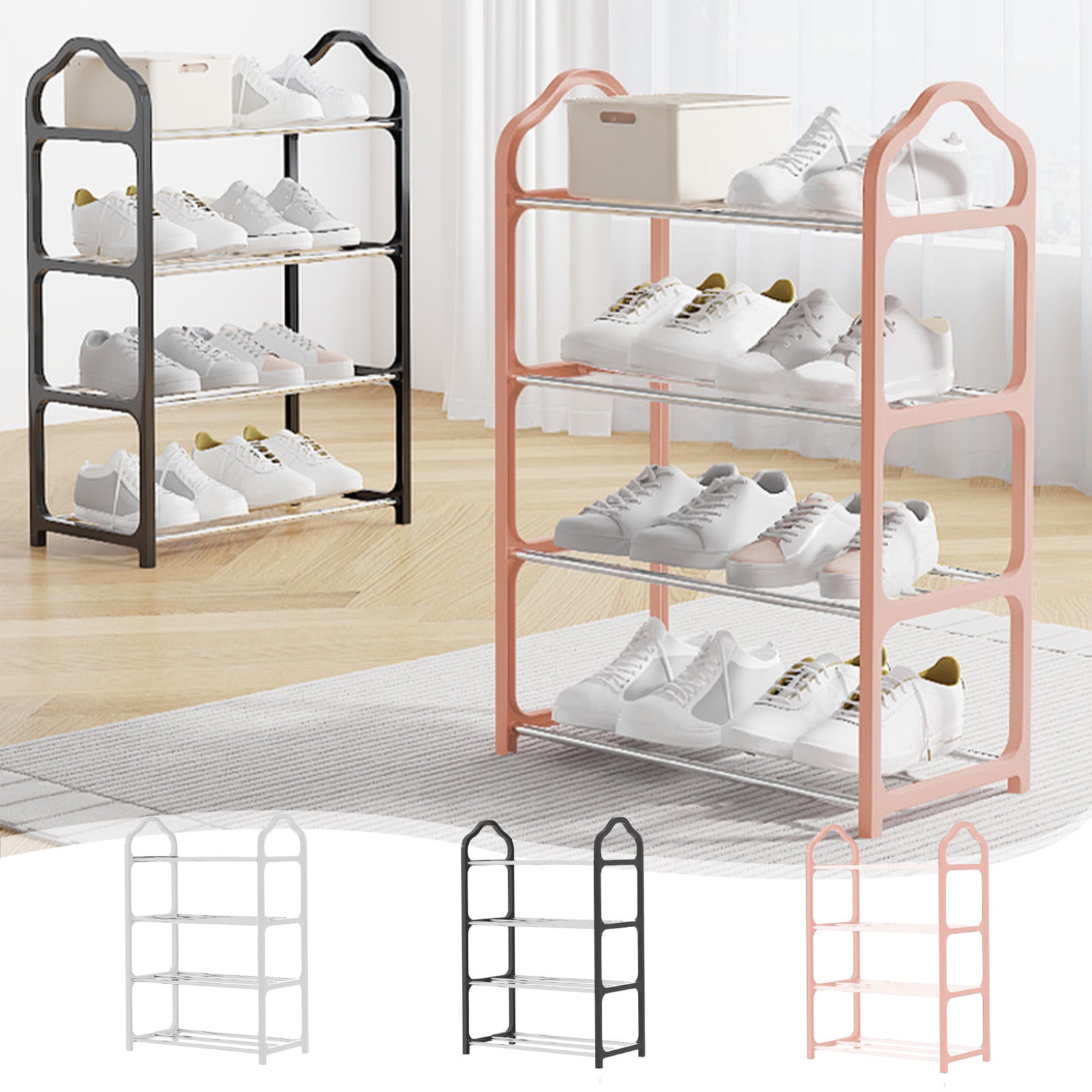 Shoe Rack,Shoe Organizer With 4 Tiers Metal Storage Shelves Fit 20-25 ...