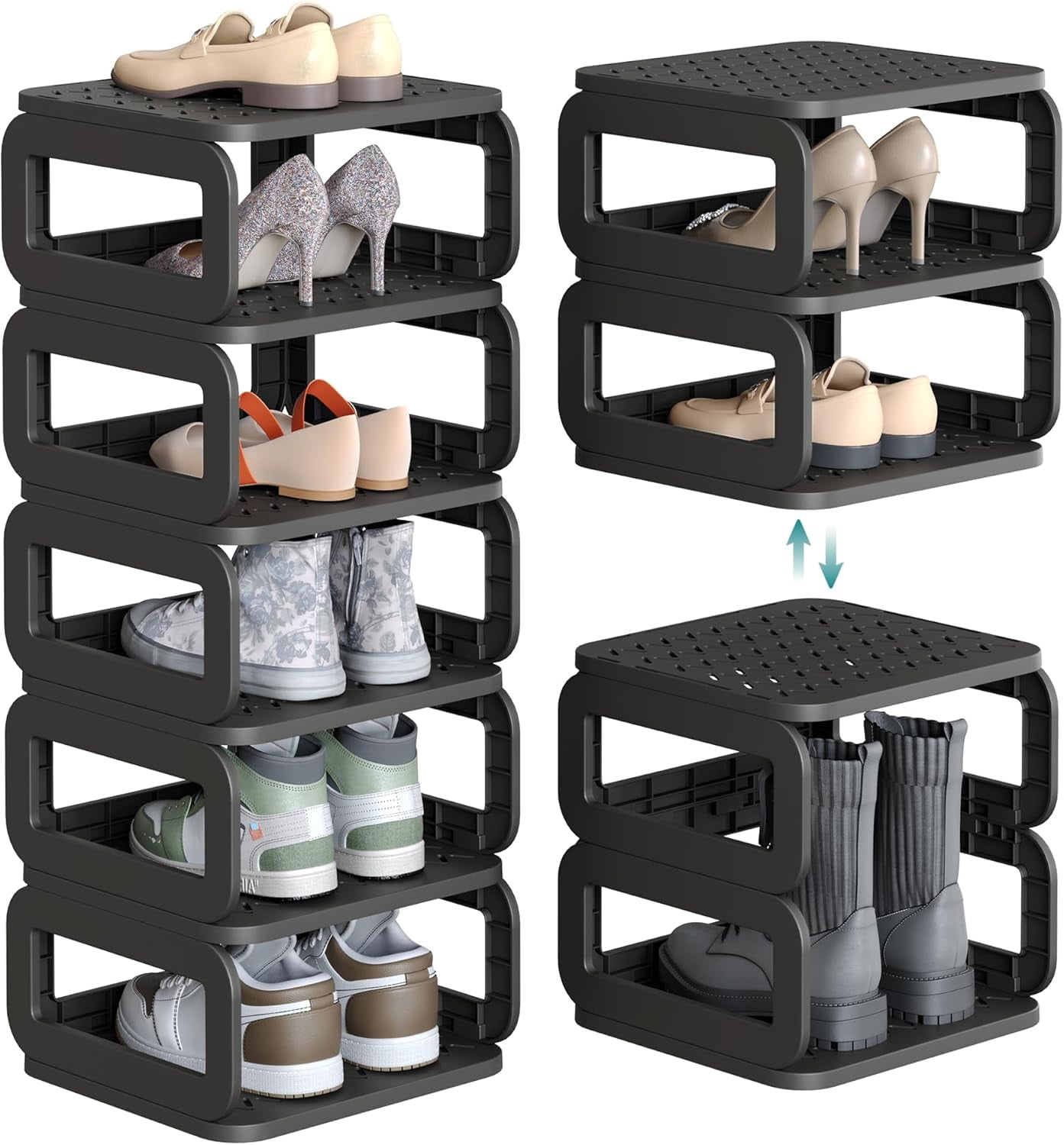 Shoe Rack, Shoe Organizer, 6 Shelves, Shoe Storage, Narrow Shoe Shelf, Open Shelf for Entryway ...