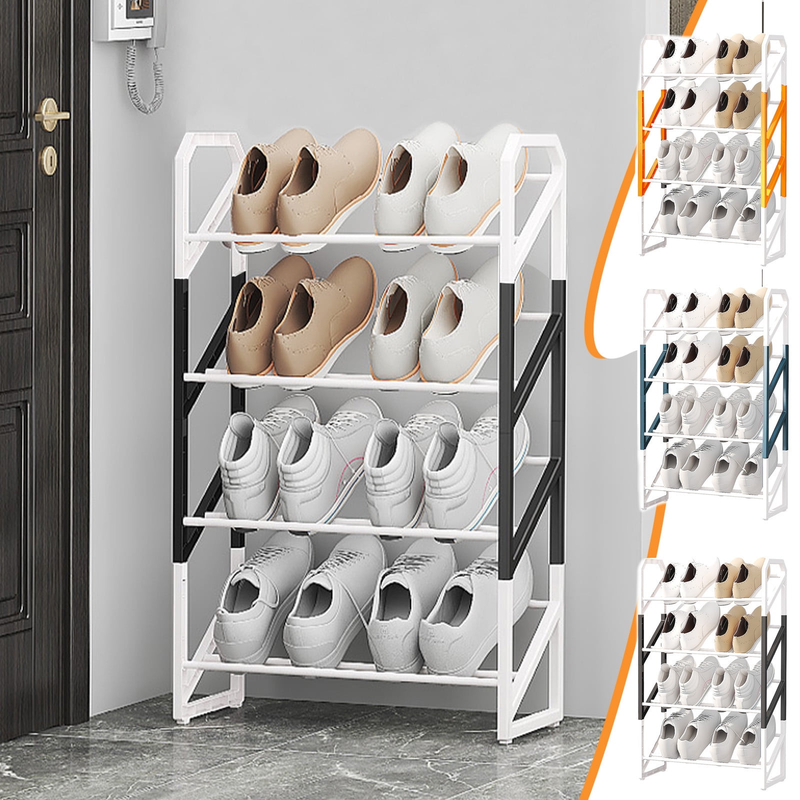 Shoe Rack Shoe Rack Storage Organizer 4 Tiers Metal Storage Shelves Fit ...