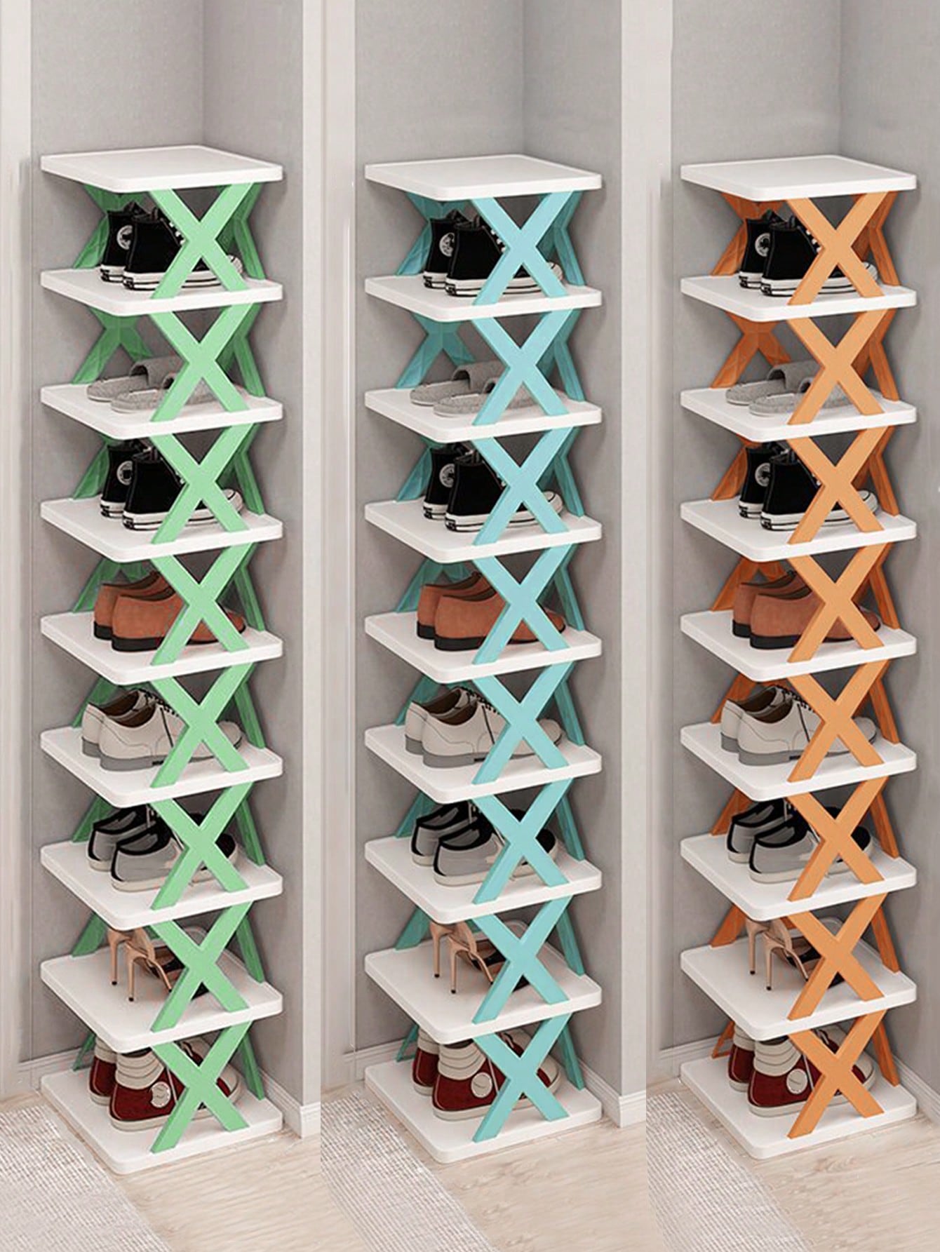 Shoe Rack Stackable Entryway Organizer Shelf Space-Saving Dorm/Home ...