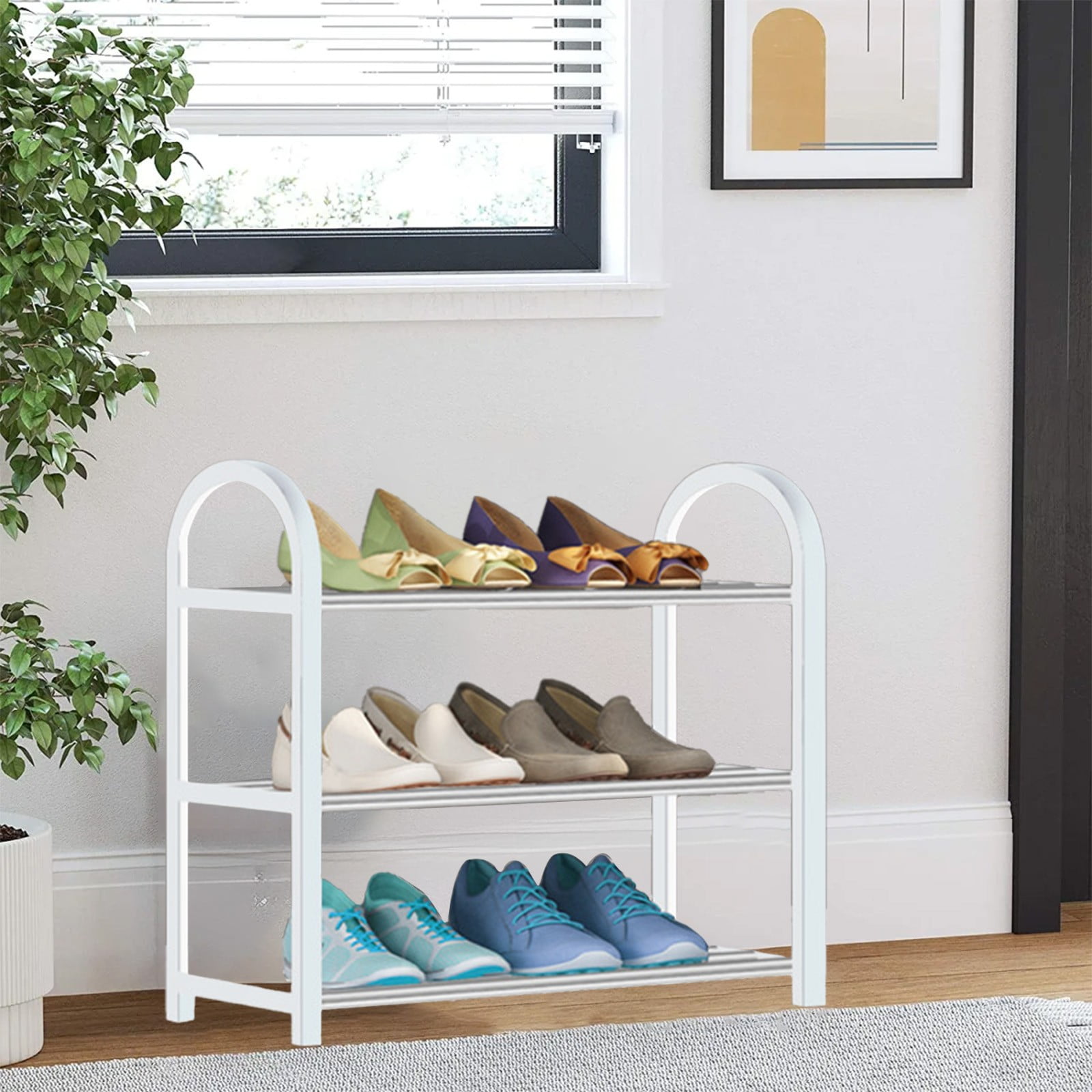 Shoe Rack, Stainless Steel Shoe Organizer, 3-Tier Sturdy Shoe Rack for ...