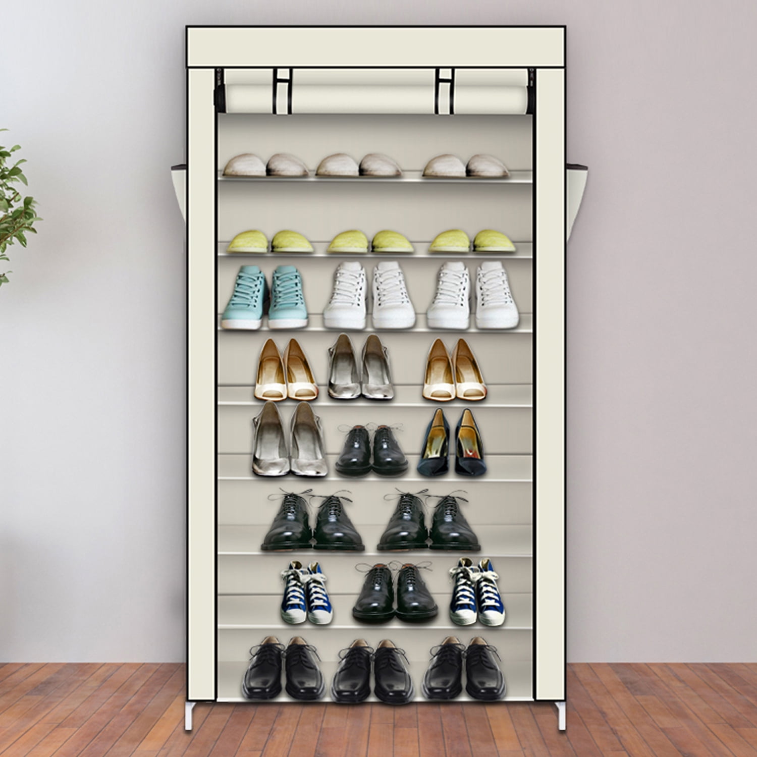 Shoe Rack-UWR-Nite Free Standing 10-Tier Foldable Metal Shoe Tower 27 ...