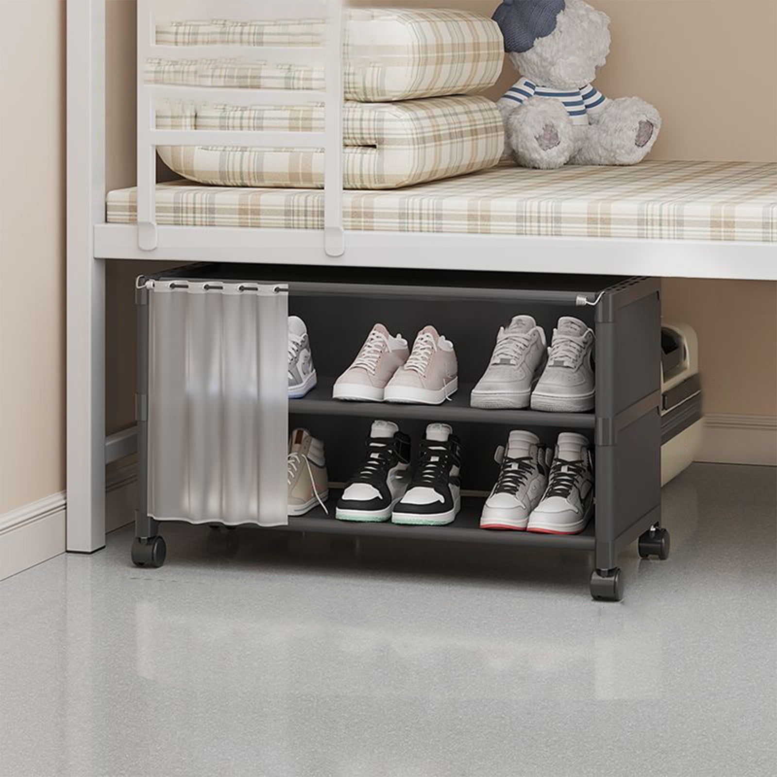 Shoe Rack Underbed Multi Layer Household Storage Shoe Cabinet Movable ...