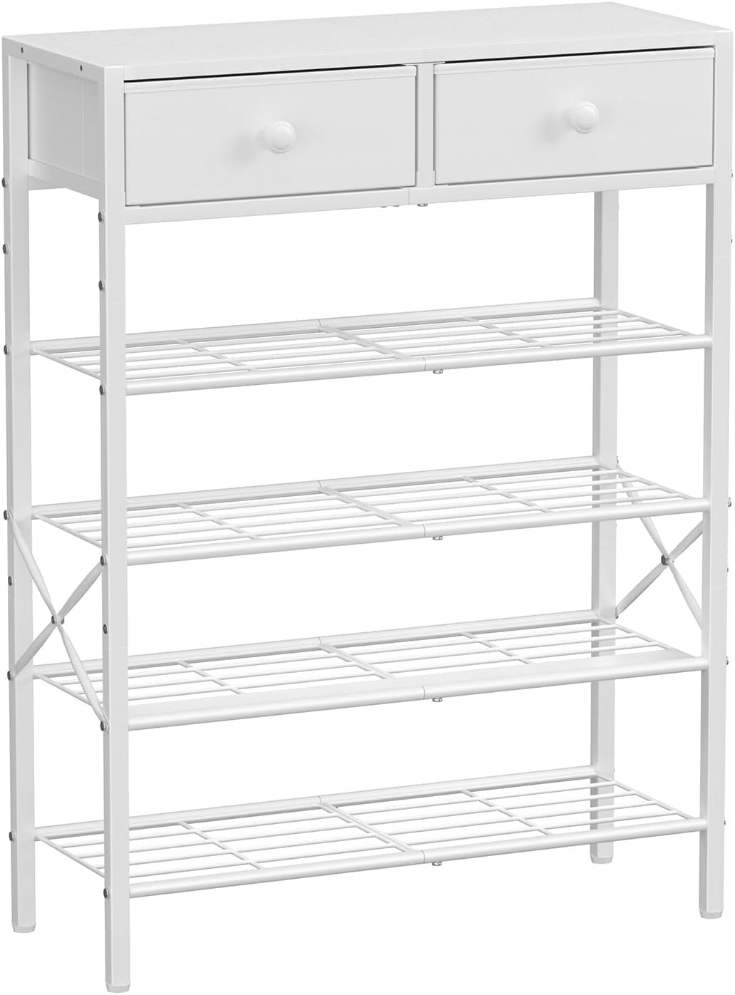 Shoe Rack for Entryway, Shoe Organizer with 2 Non-Woven Drawers, Metal ...