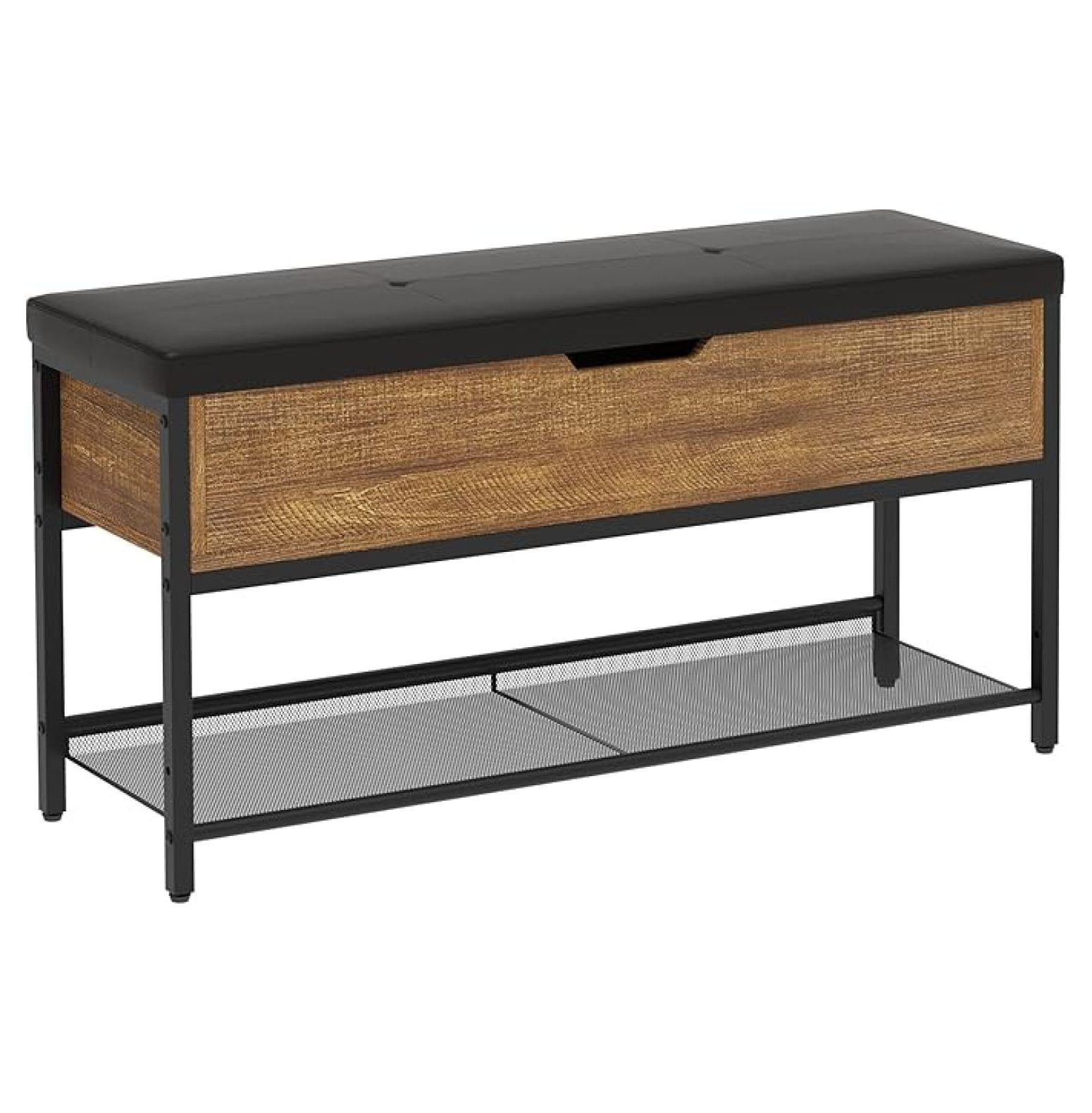 Shoe Rack with Padded Seat & Storage - Industrial Entryway with ...
