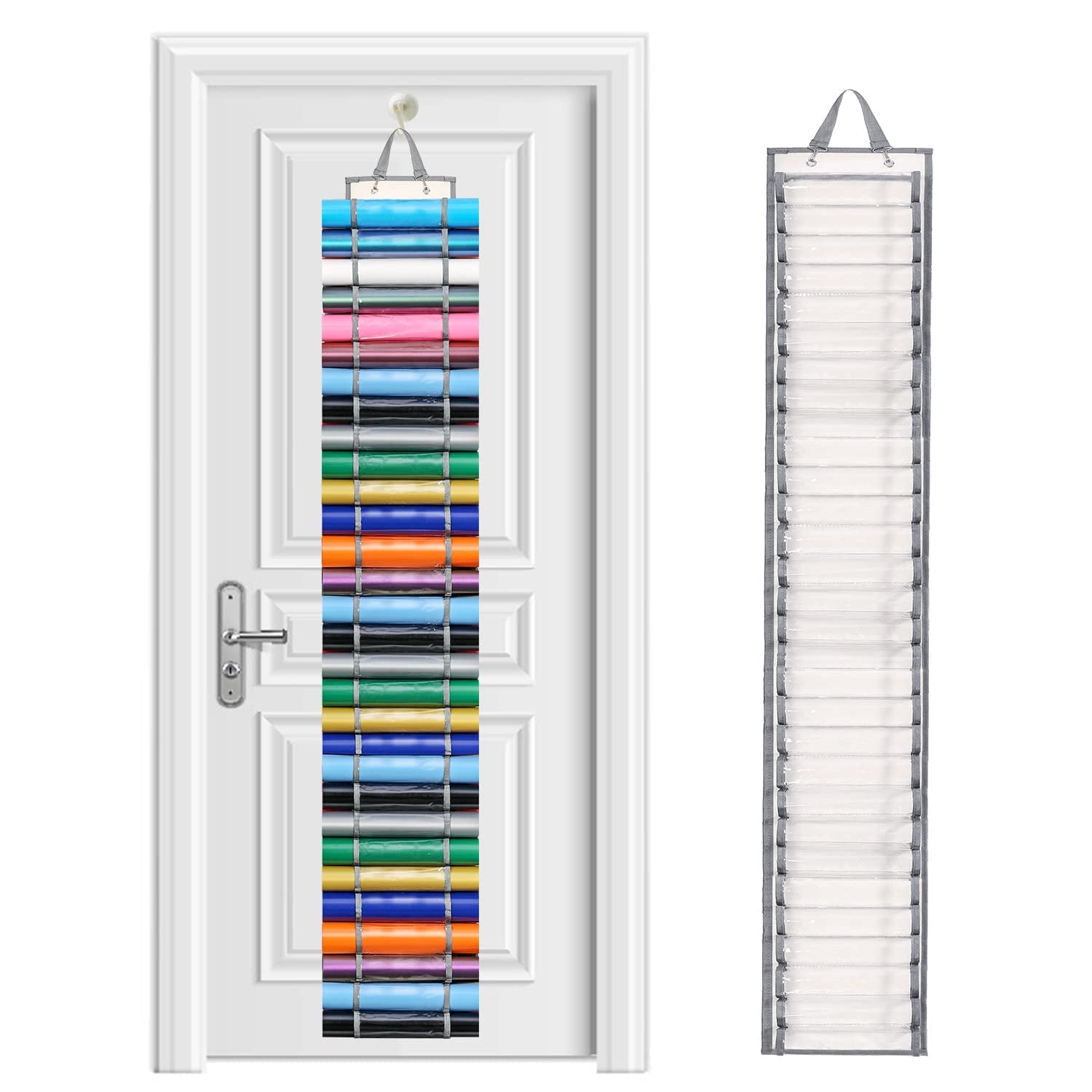 Genreen Vinyl Roll Holder with 60 Compartments and Keeper Door Hooks ...