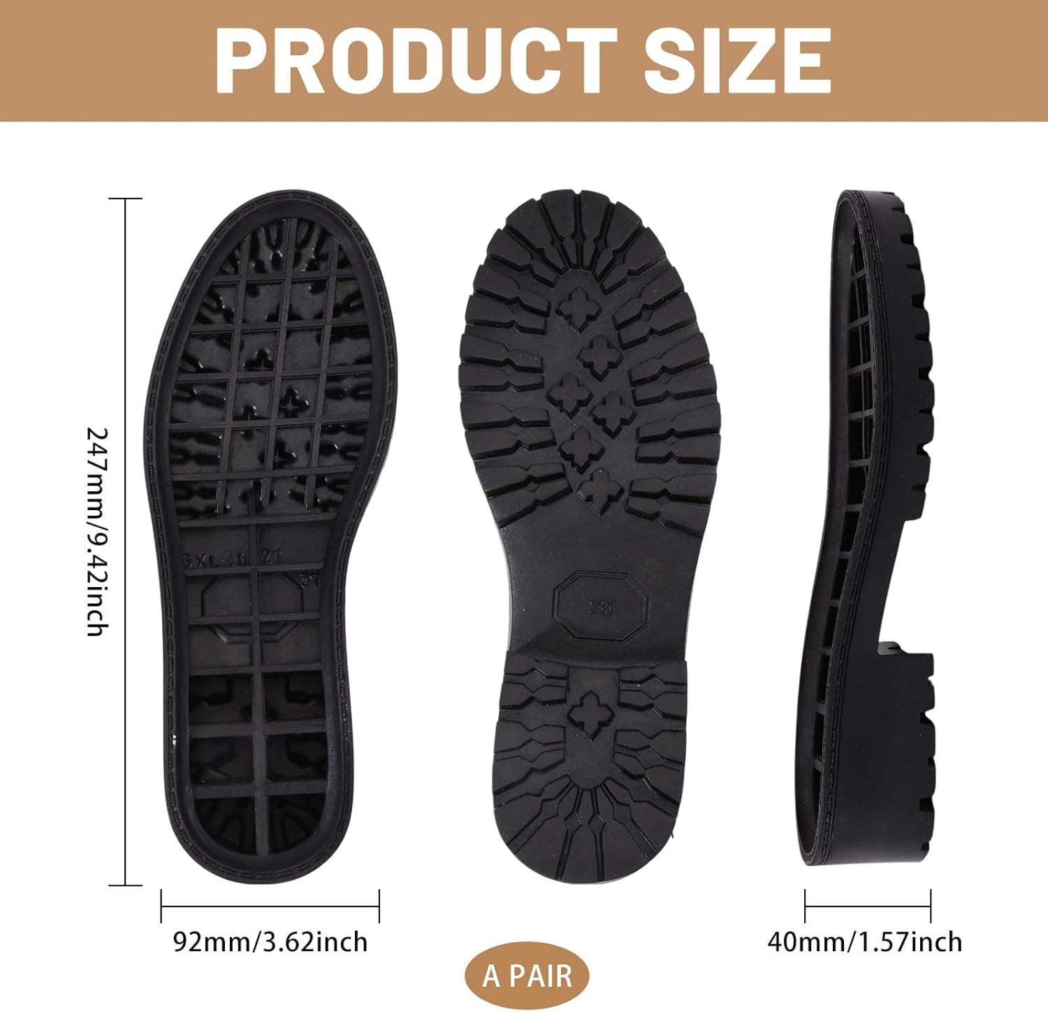 Shoe Replacement Rubber Sole 1 Pair Full Out Non-Skid Shoes Wear ...