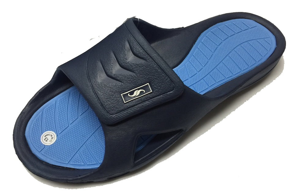 Shoe Shack Men's Rubber Slide Sandal, Adjustable Strap Flip Flop, All ...
