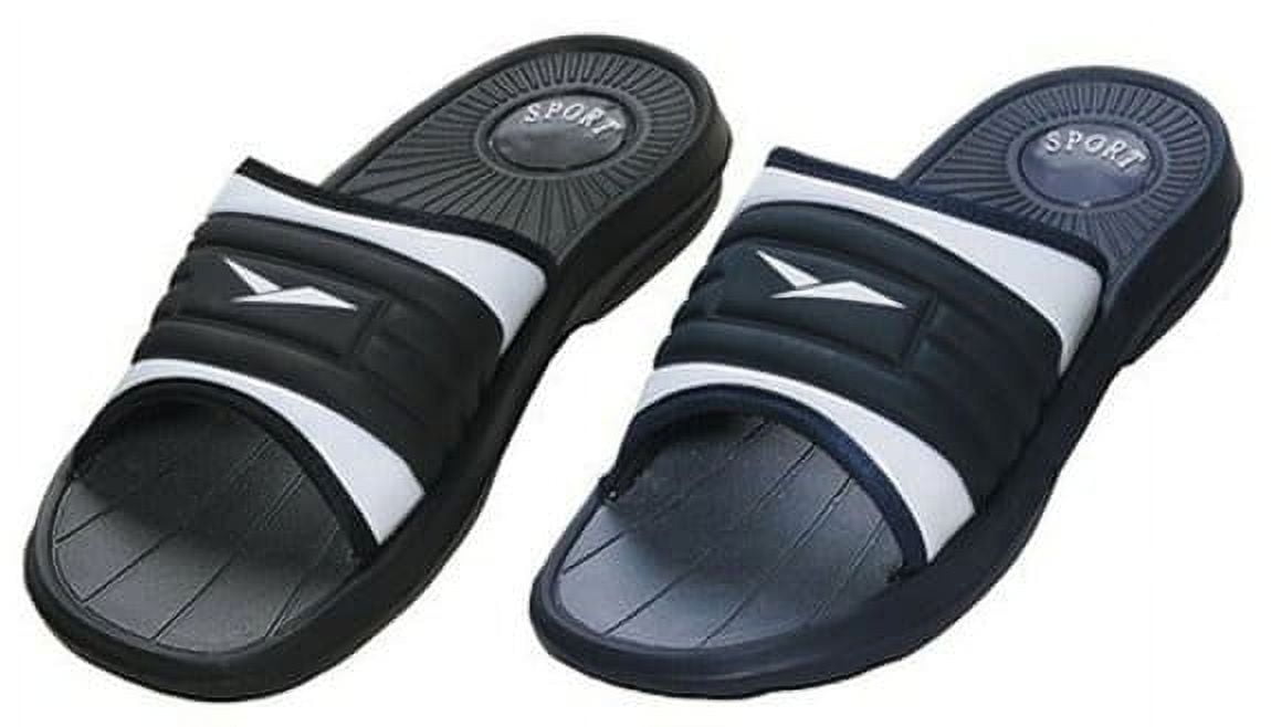 Shoe Shack Men's Slide On Sandals, Black, Rubber, Lightweight, Durable ...