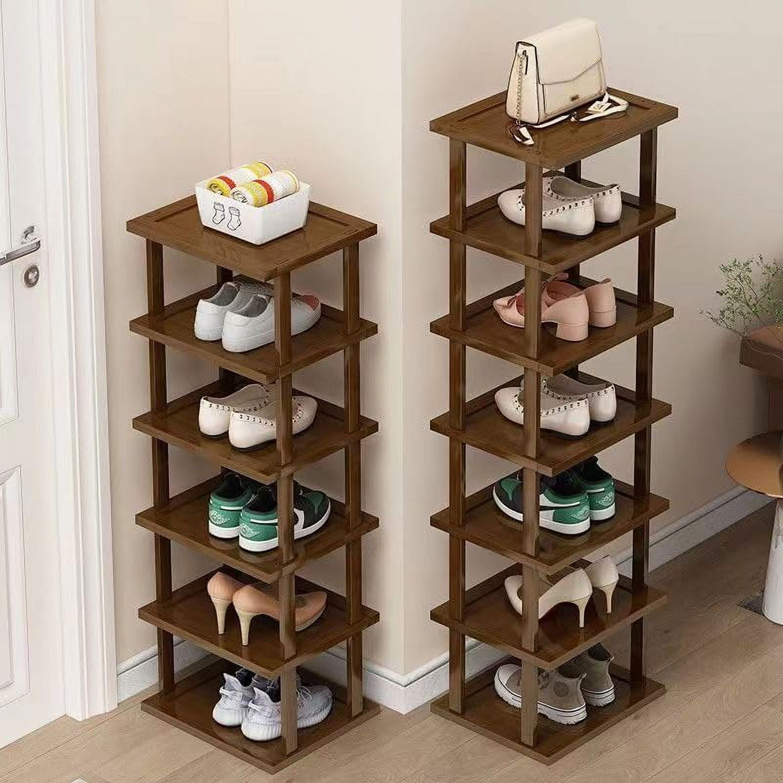 Shoe Shelf + Space-Saving Bamboo Rack – DIY Stackable 12-Tier Organizer ...