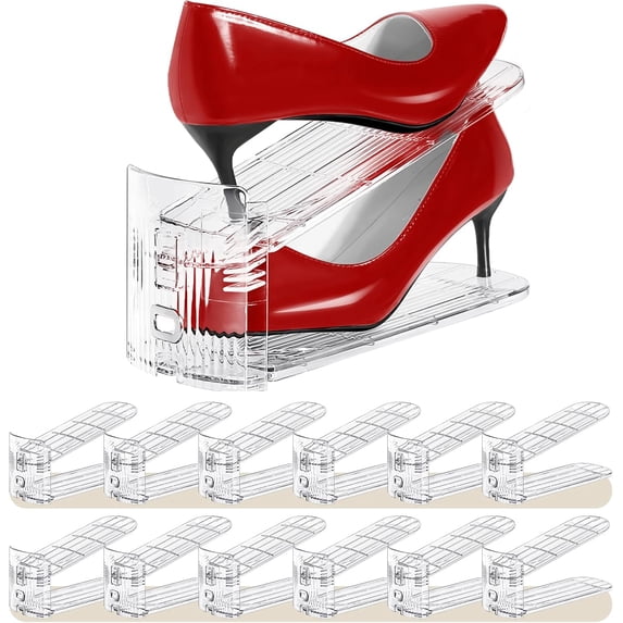 Shoe Slots Organizer 12 Pack - Shoe Stacker,3 Levels Adjustable,Space ...