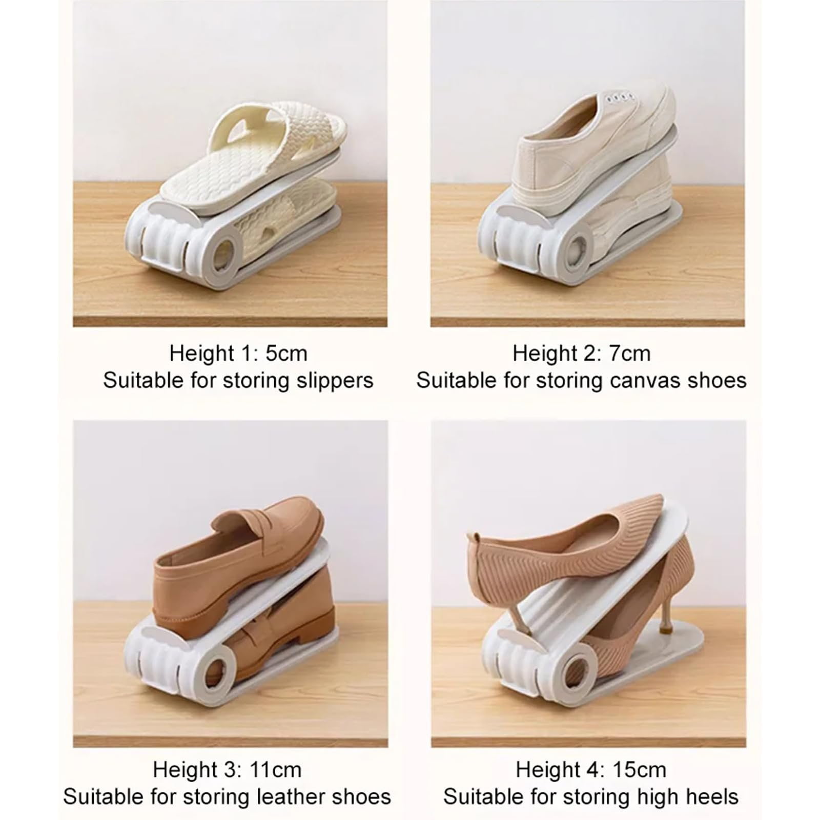 Shoe Slots Organizer, Adjustable Double Layer Shoe Stack, Four Position ...