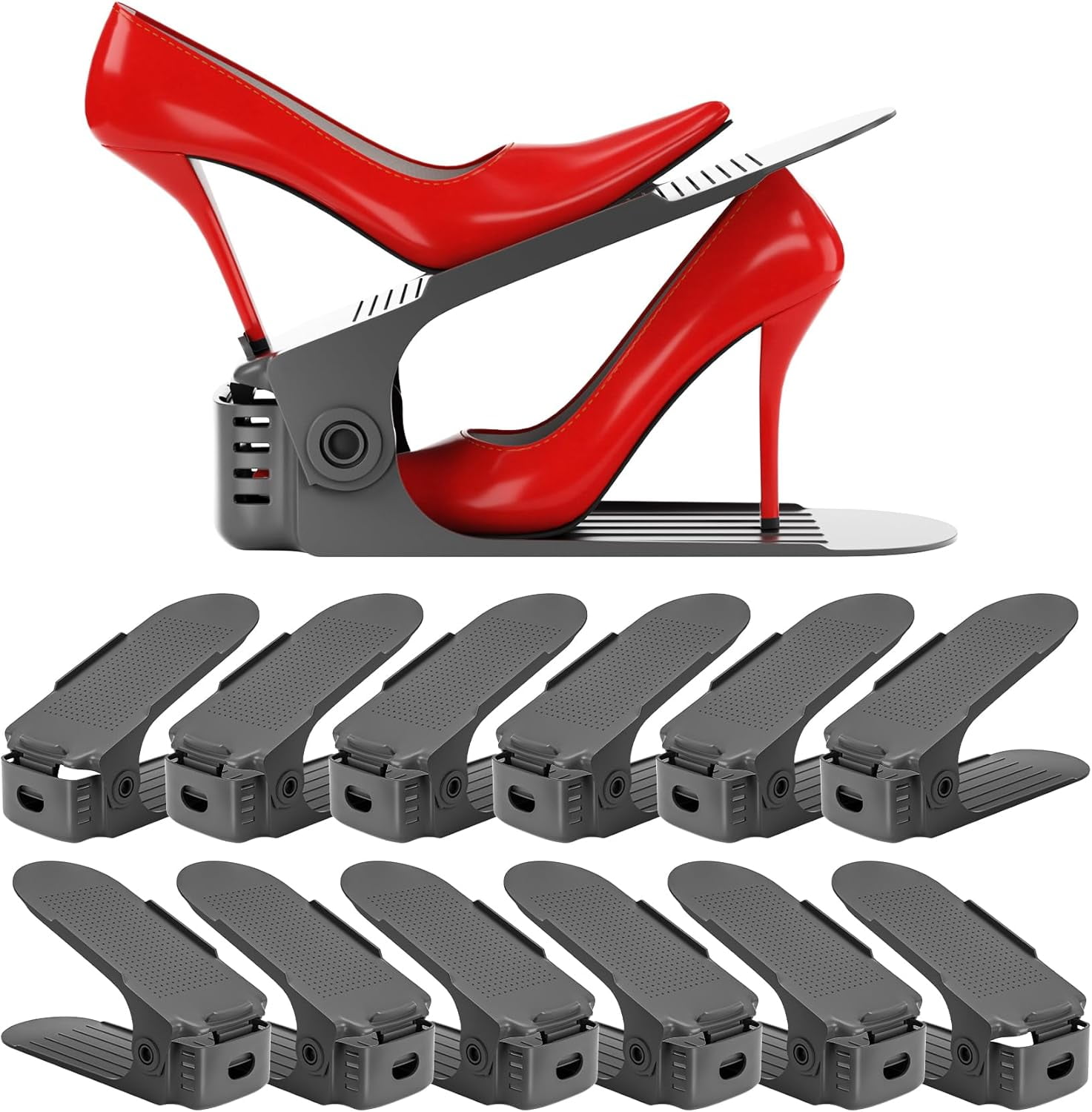 Shoe Slots Organizer, Adjustable Shoe Rack Stacker Storage Space Saver ...