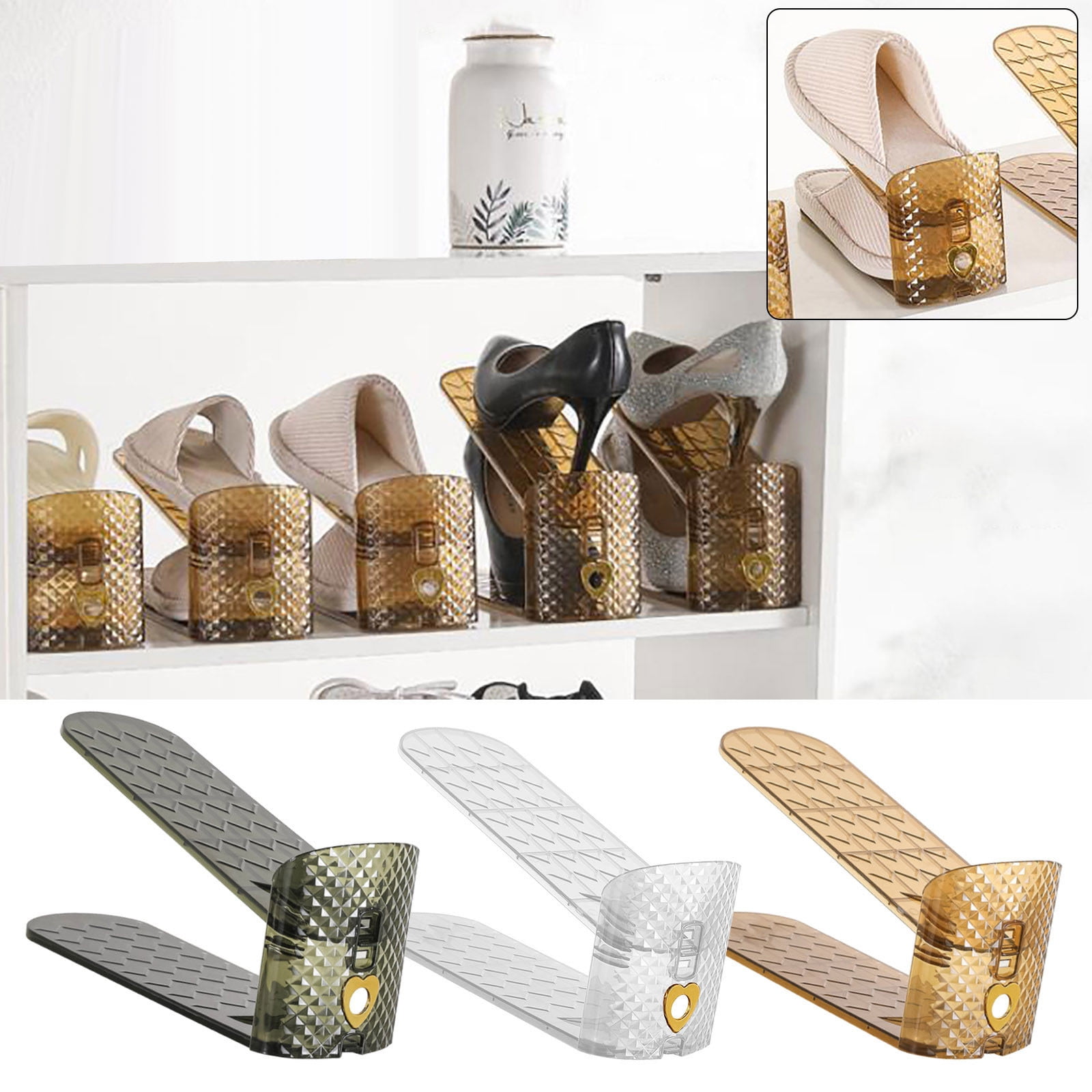 Shoe Slots Organizer, Adjustable Shoe Stacker Storage Space Saver ...