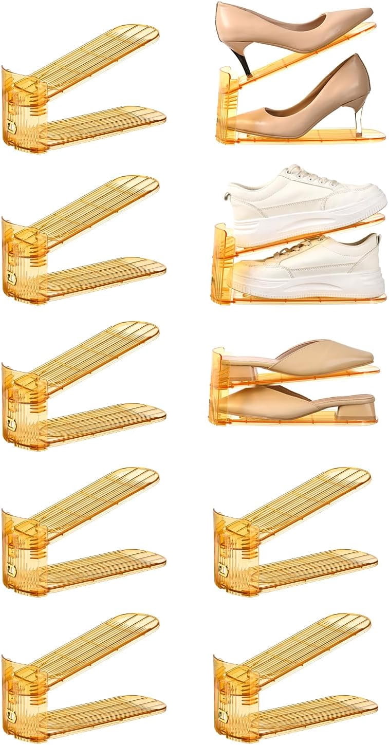 Shoe Slots Organizer, Clear Shoe Stacker, Adjustable Level Shoe Rack ...