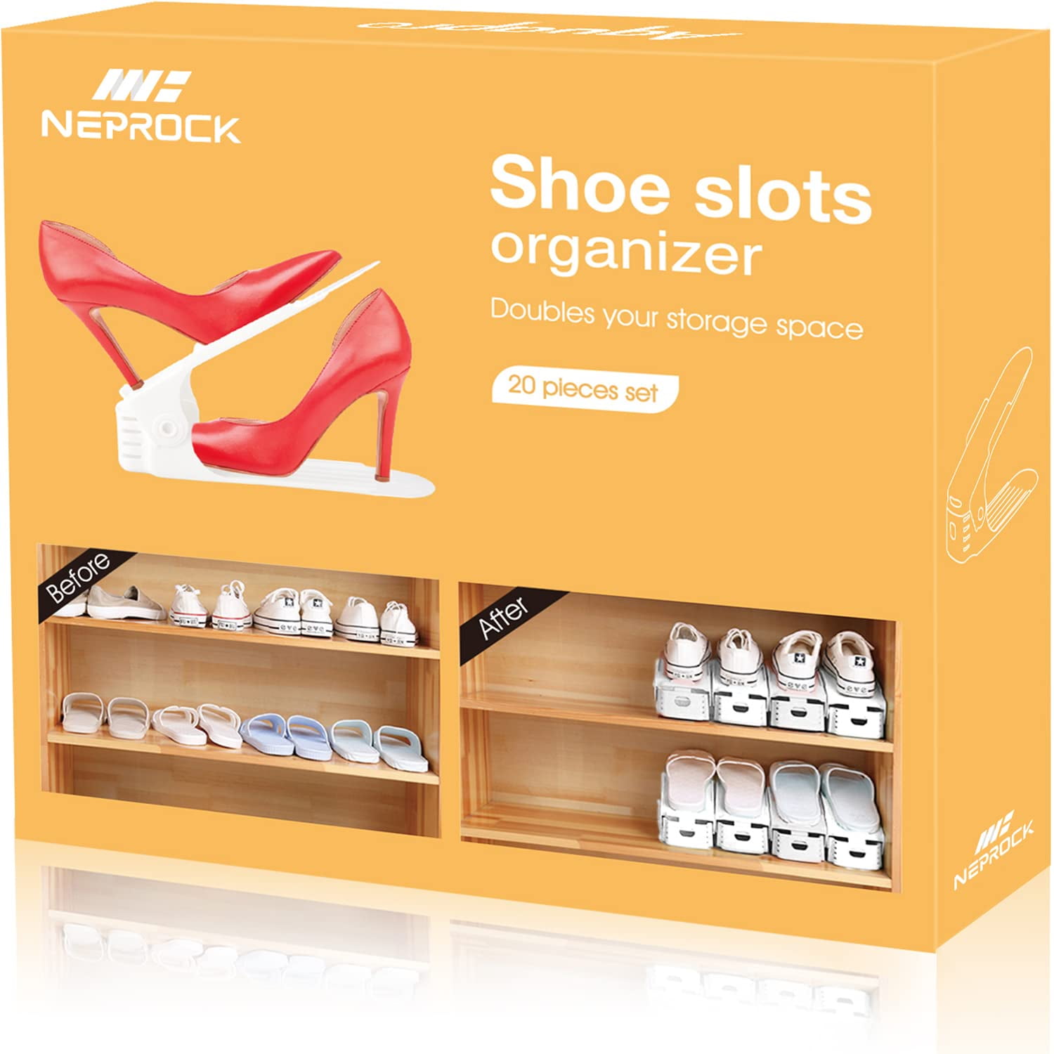 Shoe Stacker Organizer for Small Spaces, Double Layer Adjustable Shoe ...