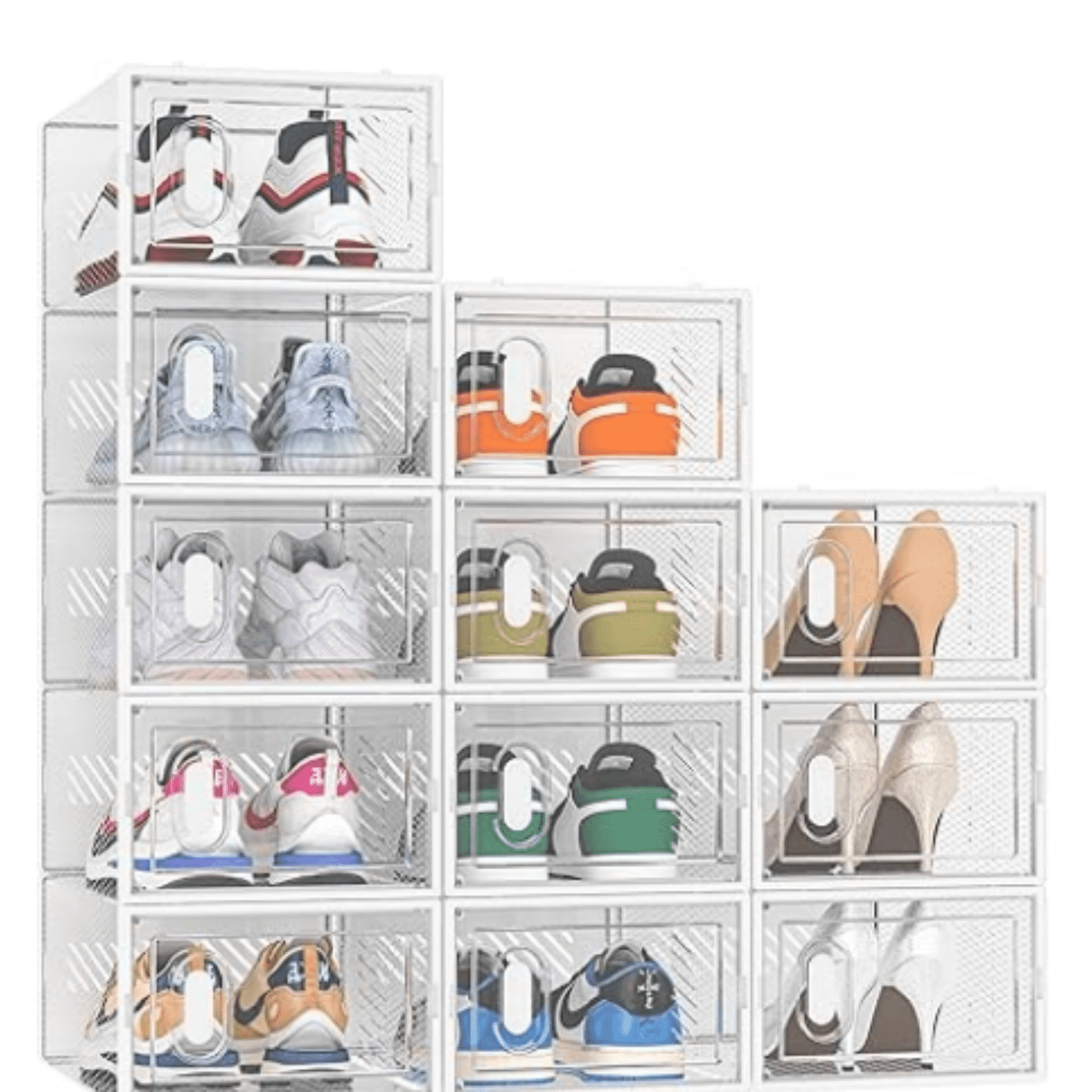 Shoe Storage, 12 Pack Shoe Organizer for Closet, Shoe Boxes Clear ...