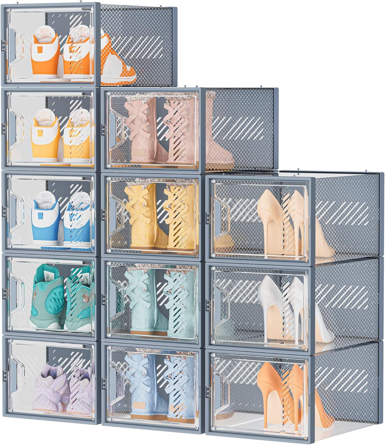 Shoe Storage, 12 Pack X-Large Shoe Organizer for Closet, Shoe Boxes ...