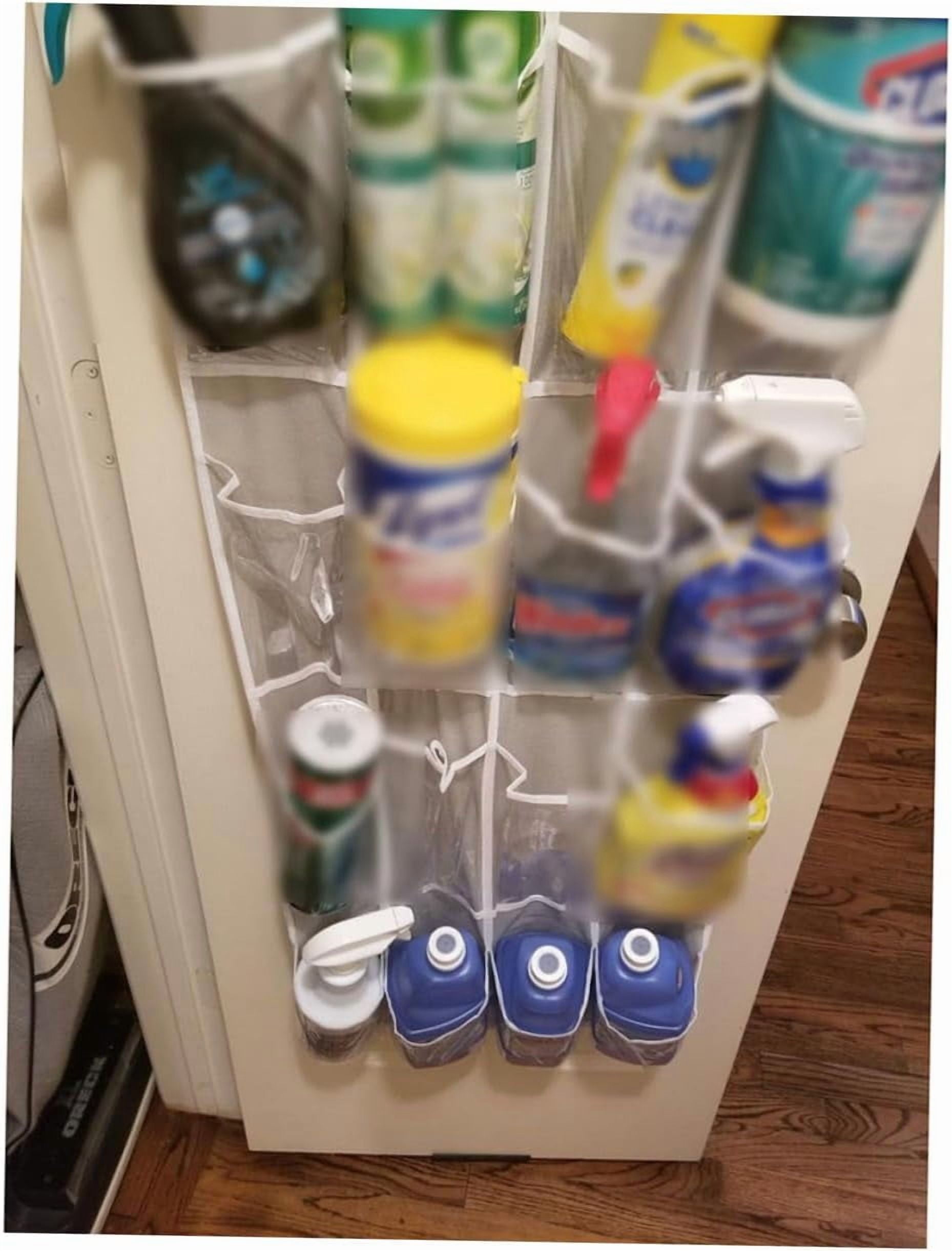 Shoe Storage Bag Cubbies Closet Hanging Grid Wall behind Clear Door ...