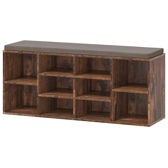 Shoe Storage Bench, 10 Cubbies Shoe Bench, Storage Entryway Bench with ...