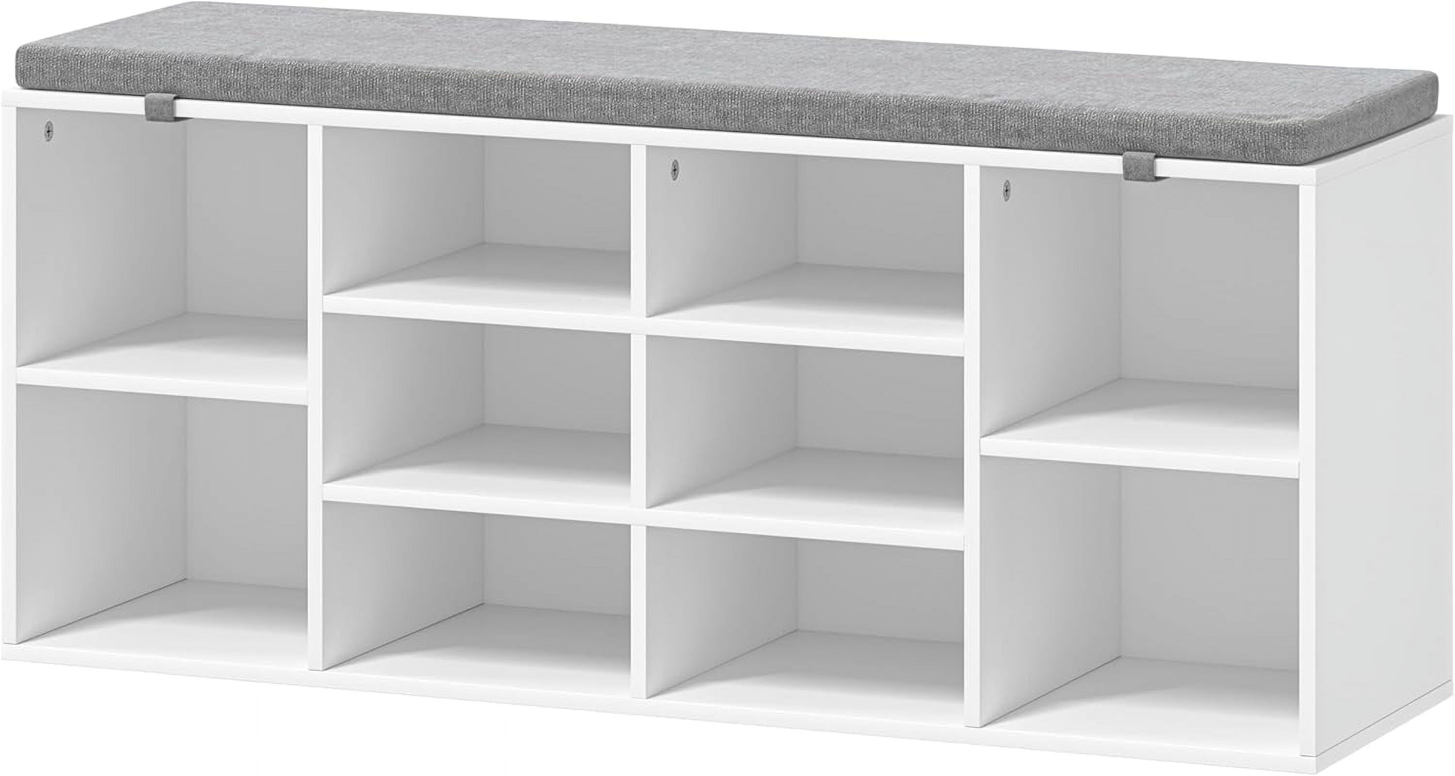 Shoe Storage Bench 10 Cubbies, Storage Rack Bench with Padded Seat ...