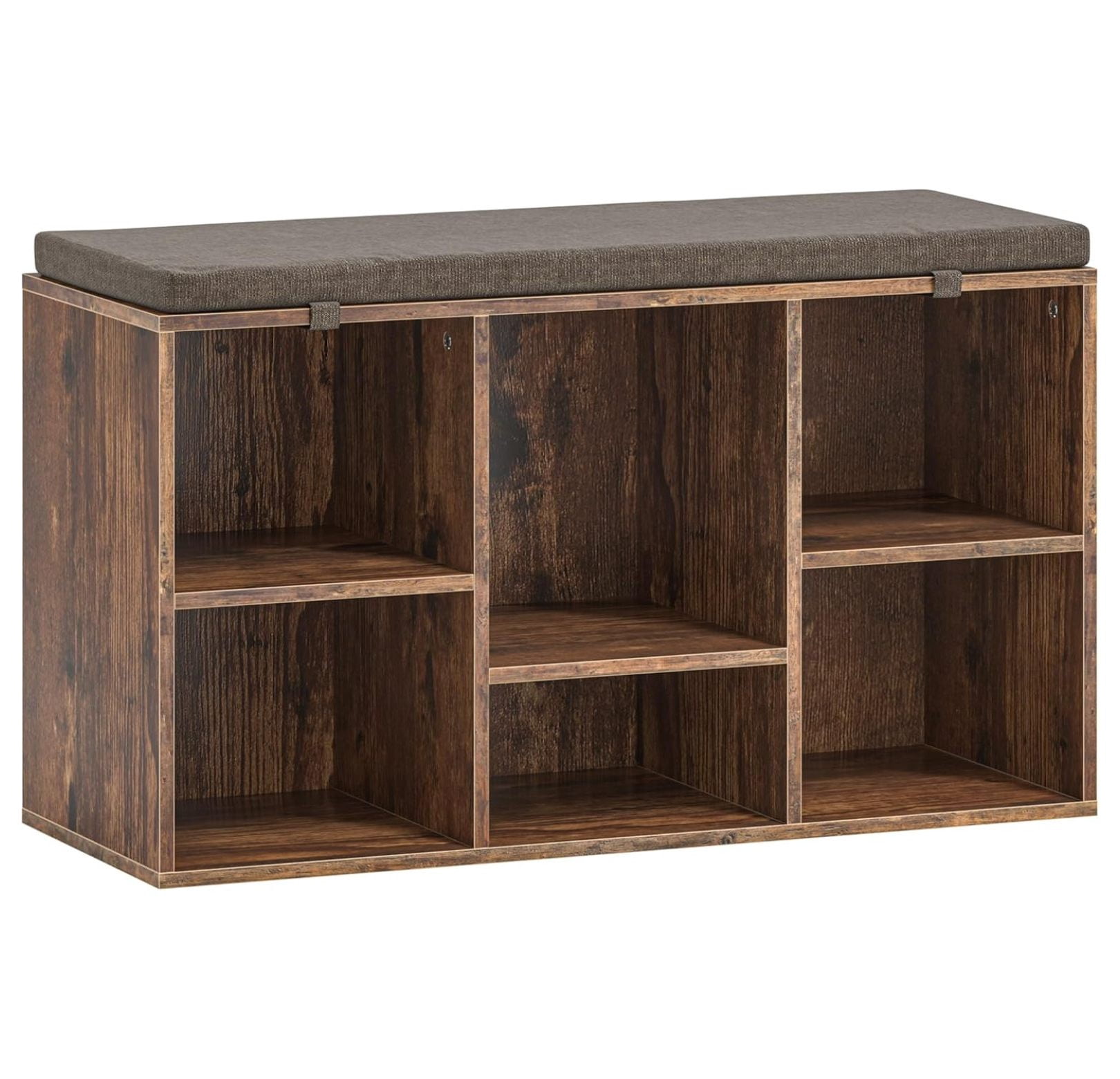 Shoe Storage Bench, 6 Cubbies Shoe Rack Bench with Padded Seat, Space ...