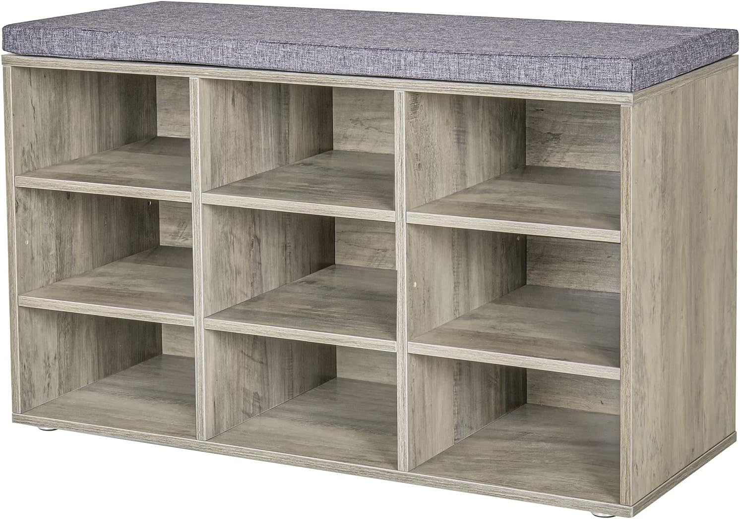 Shoe Storage Bench with Cushion, Cubby Shoe Rack with 12 Cubbies ...