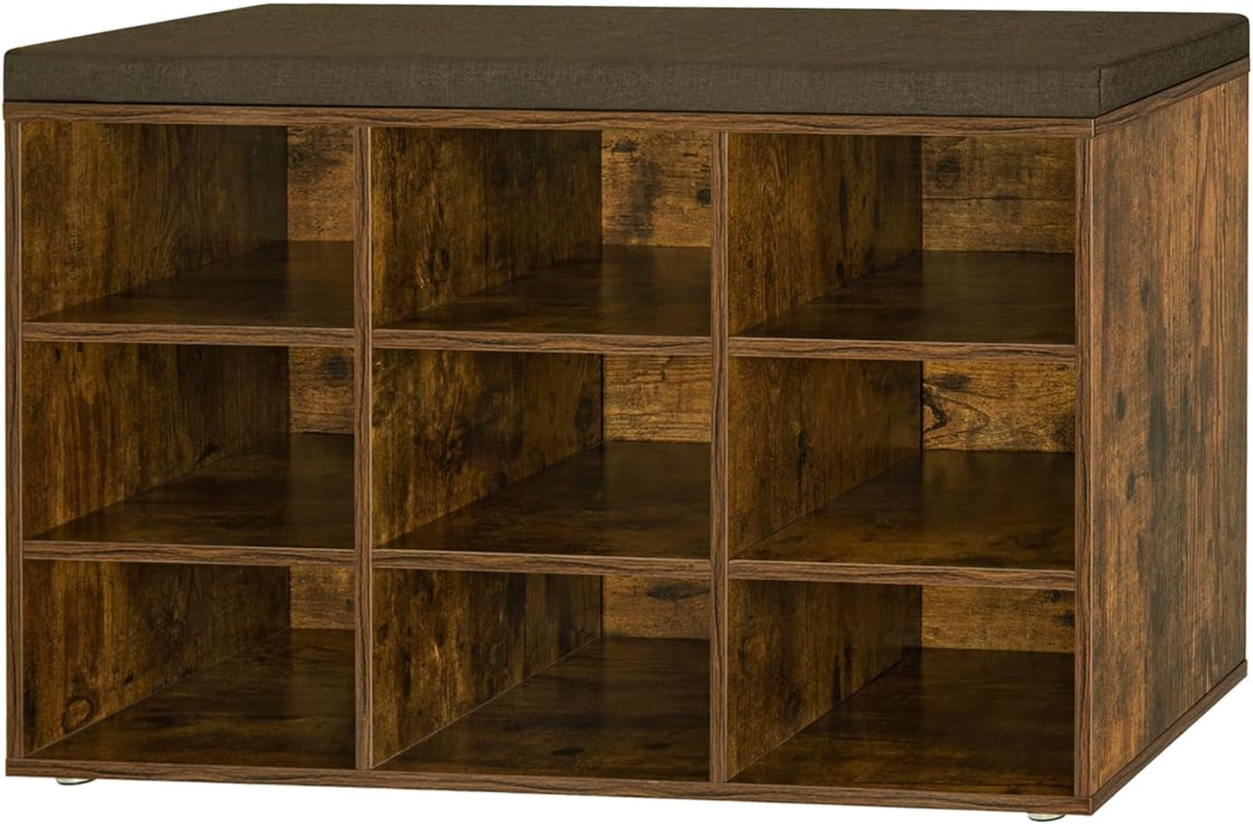 Shoe Storage Bench with Cushion, Cubby Rack with 9 Cubbies, Adjustable ...
