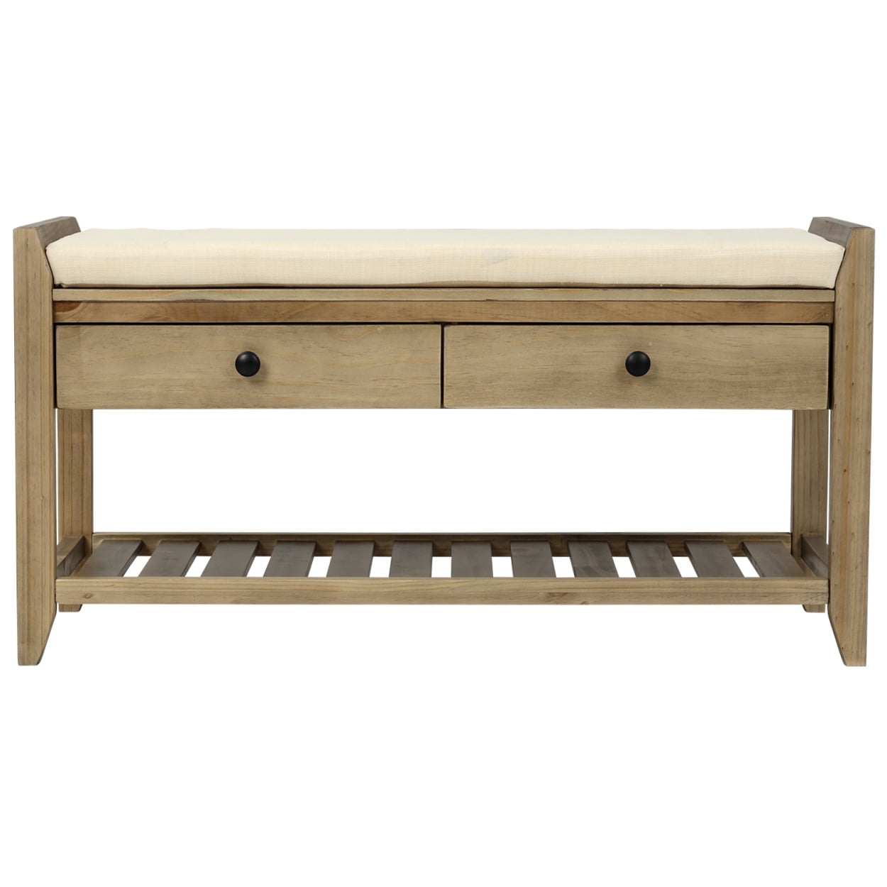 Shoe Storage Bench with Cushion Double Seat, Shoe Rack Bench with ...