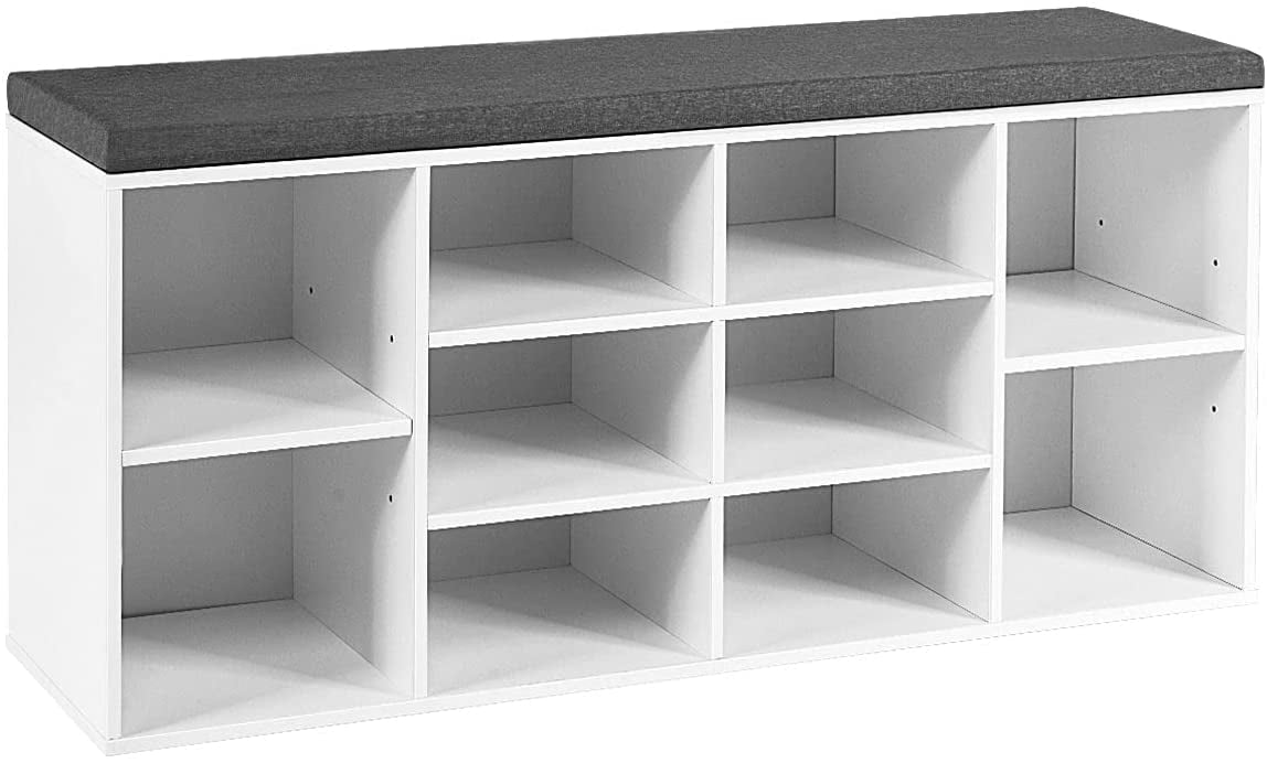 Shoe Storage Bench with Cushion, Entryway Shoe Rack Bench, Adjustable ...