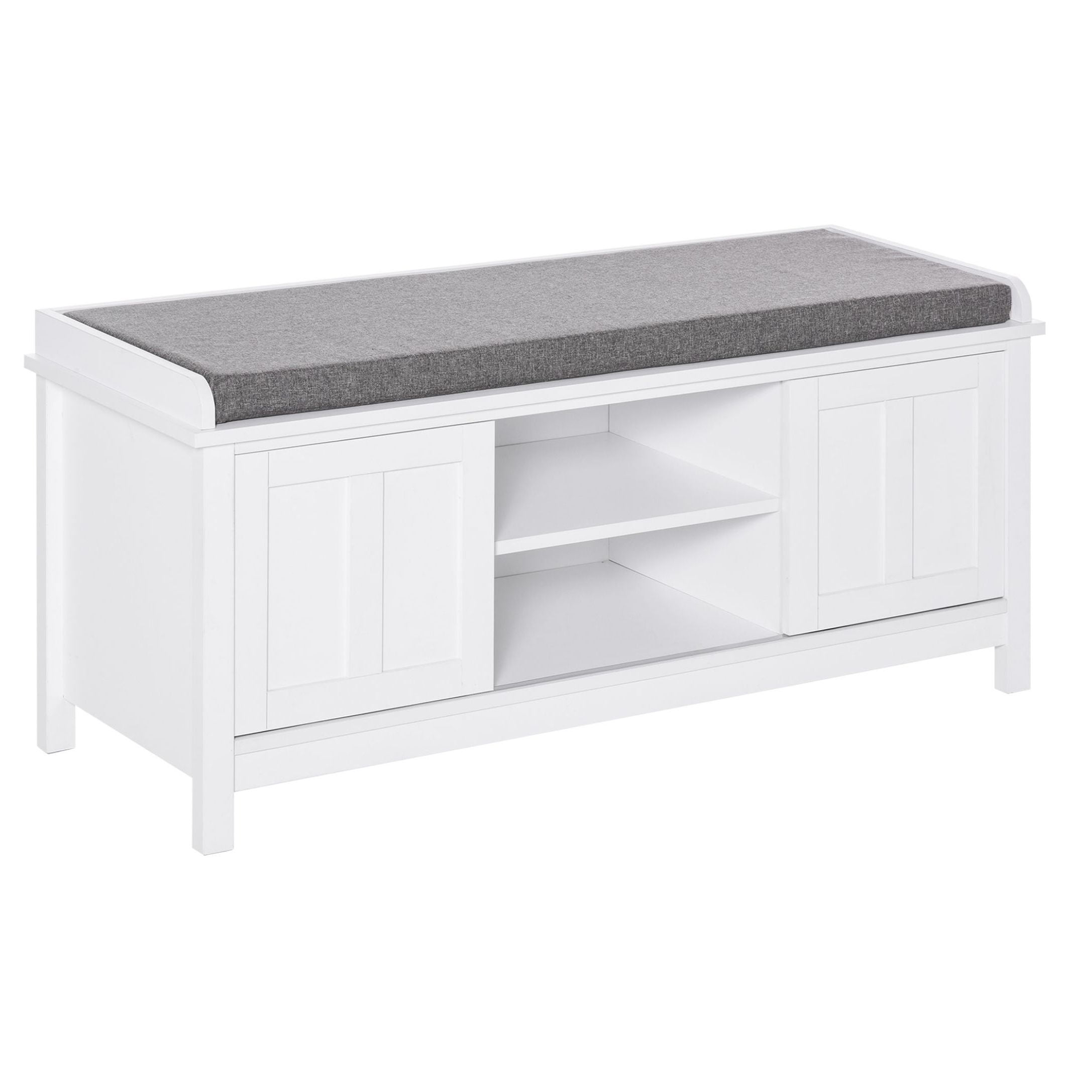 Shoe Storage Bench Entryway, Ottoman with Adjustable Shelves, Padded ...