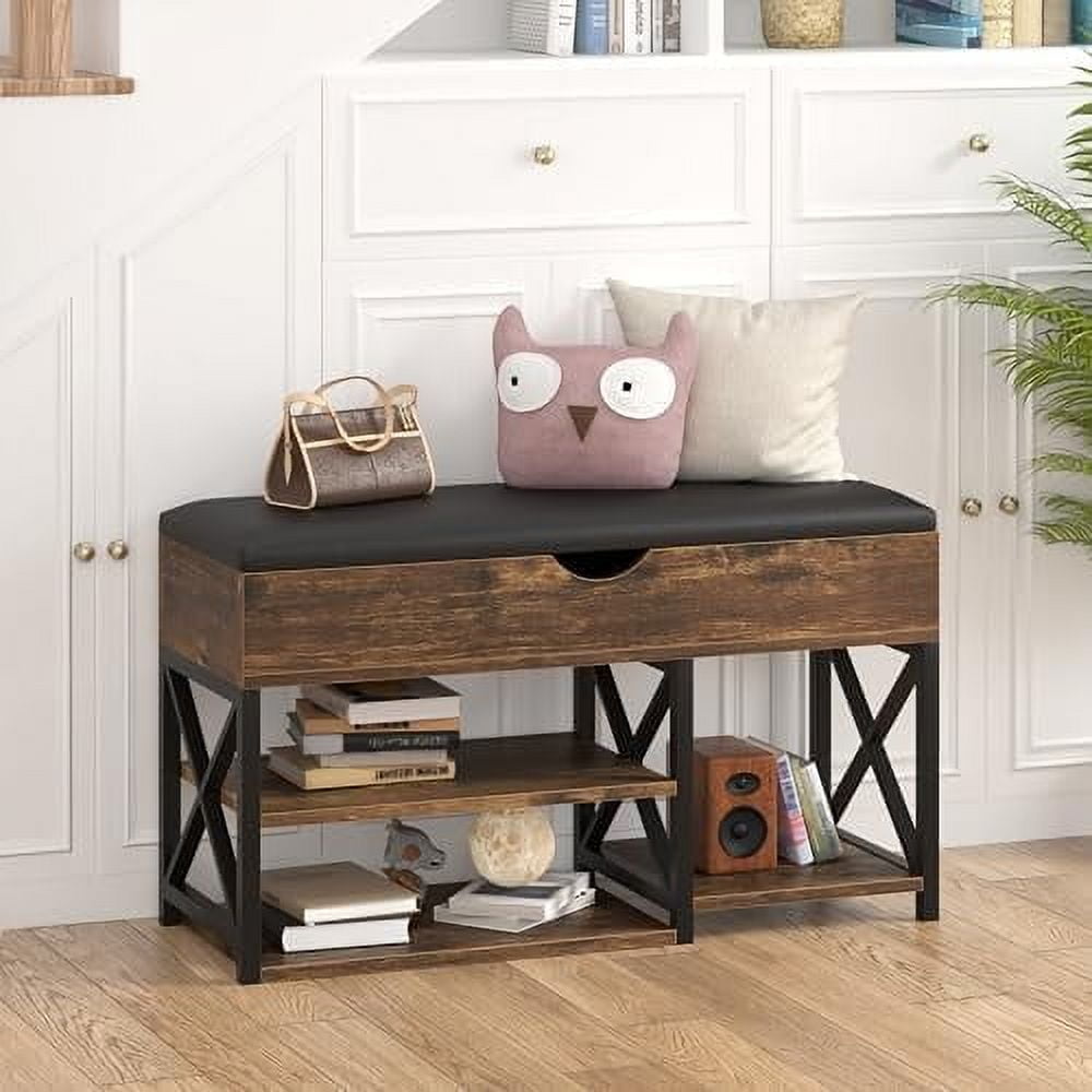 Shoe Storage Bench, Multifunctional Entryway Bench with 3-Tier Shoe ...