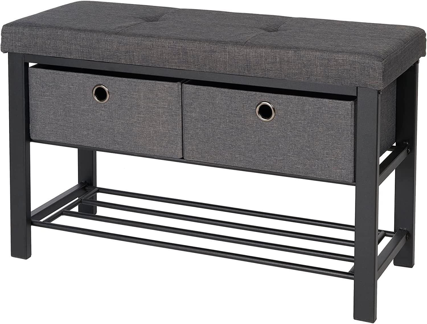 Shoe Storage Bench with Cushion Double Seat Shoe Rack Bench with Drawer ...