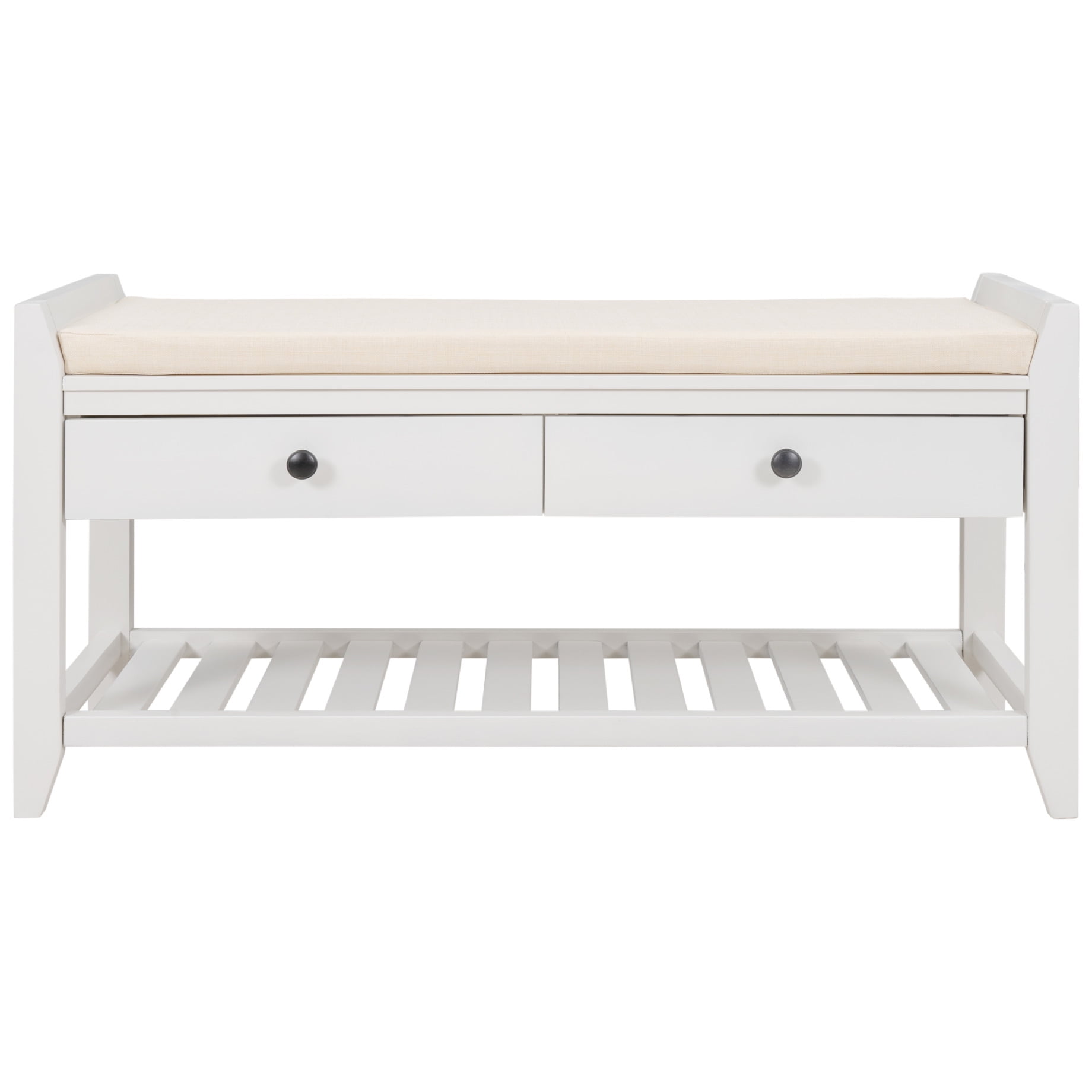 Shoe Storage Bench with Cushion Double Seat, Shoe Rack Bench with ...