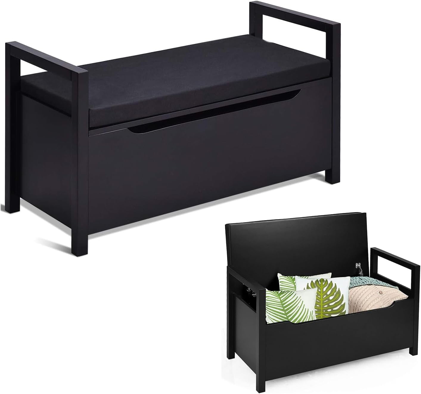 Shoe Storage Bench with Cushion, Entryway Storage Benches, End of Bed ...