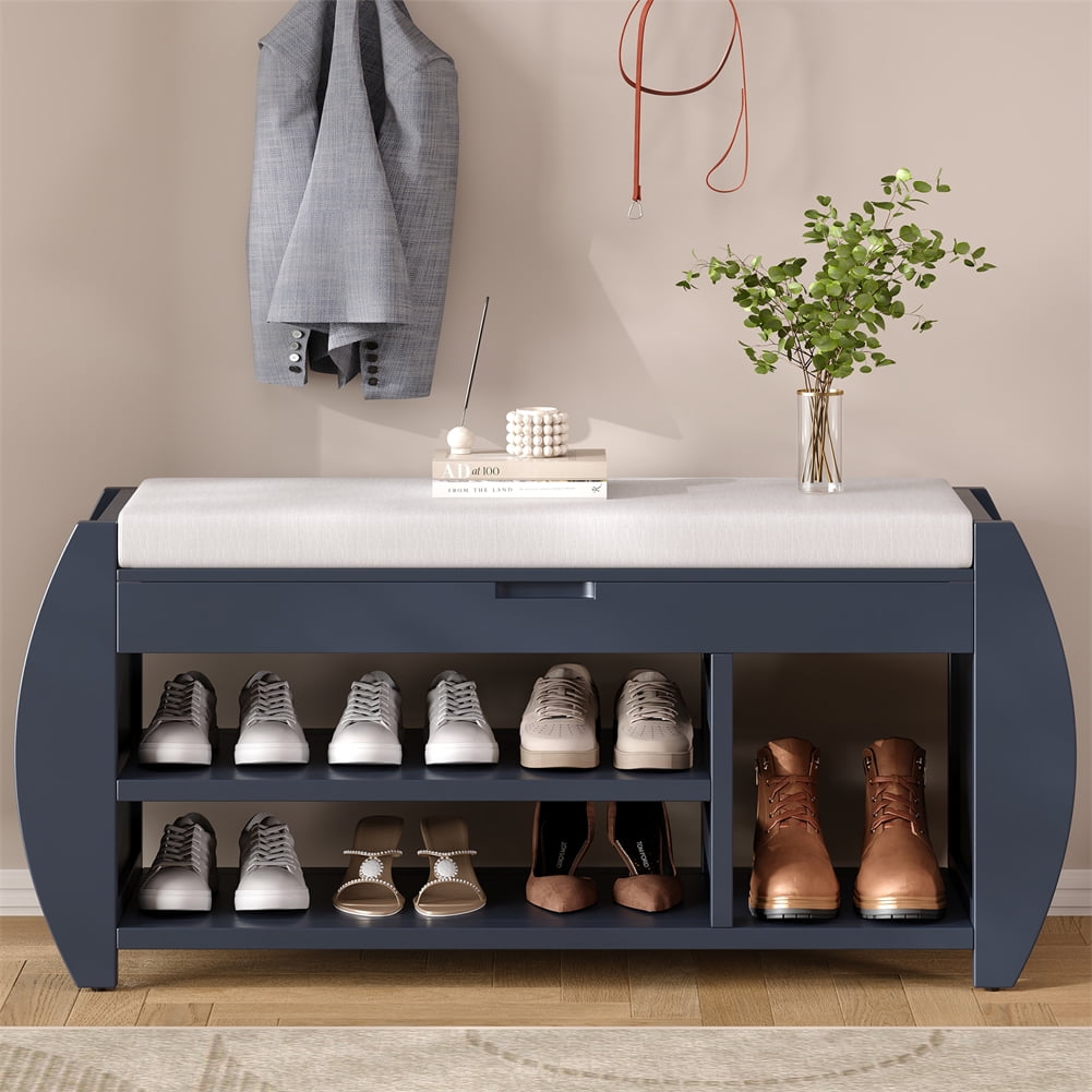 Shoe Storage Bench with Lift Top Storage, Shoe Cabinet With Open ...
