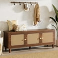 Shoe Storage Bench with Rattan Doors, Shoe Cabinet with Lift Top ...