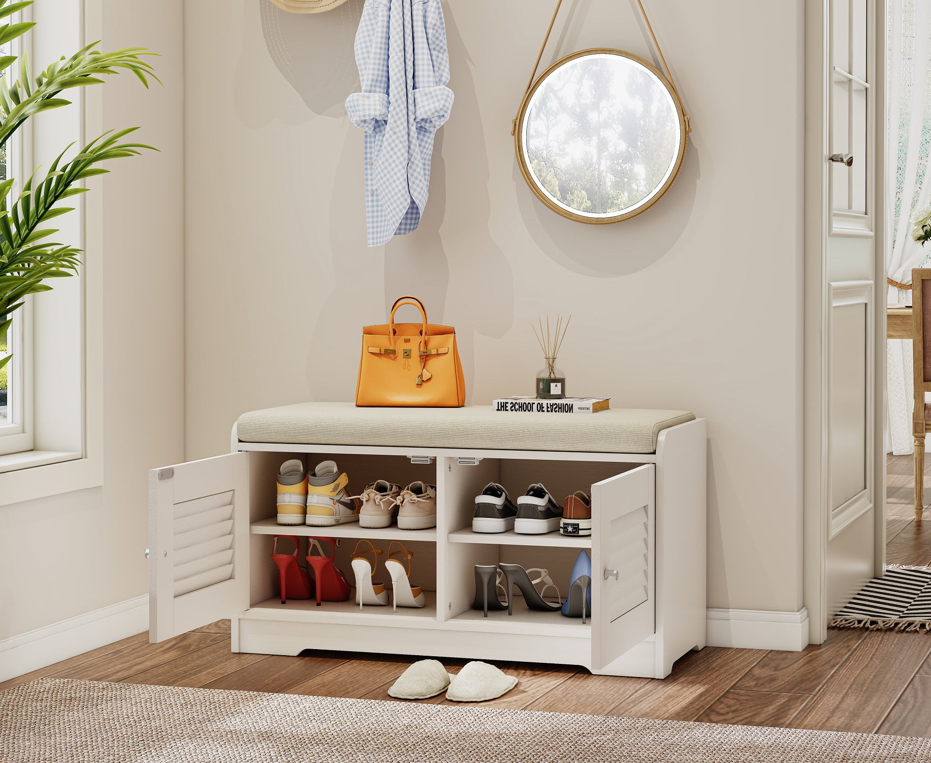 Shoe Storage Benches, Entryway Shoe Bench with Cushion,Shoe Storage ...