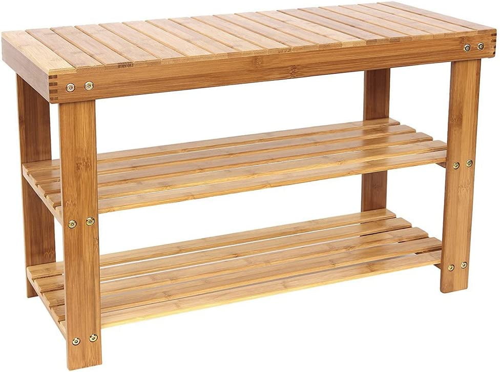 Shoe Storage Benches for Entryway Rack Shelf Boot Organizer Bamboo ...