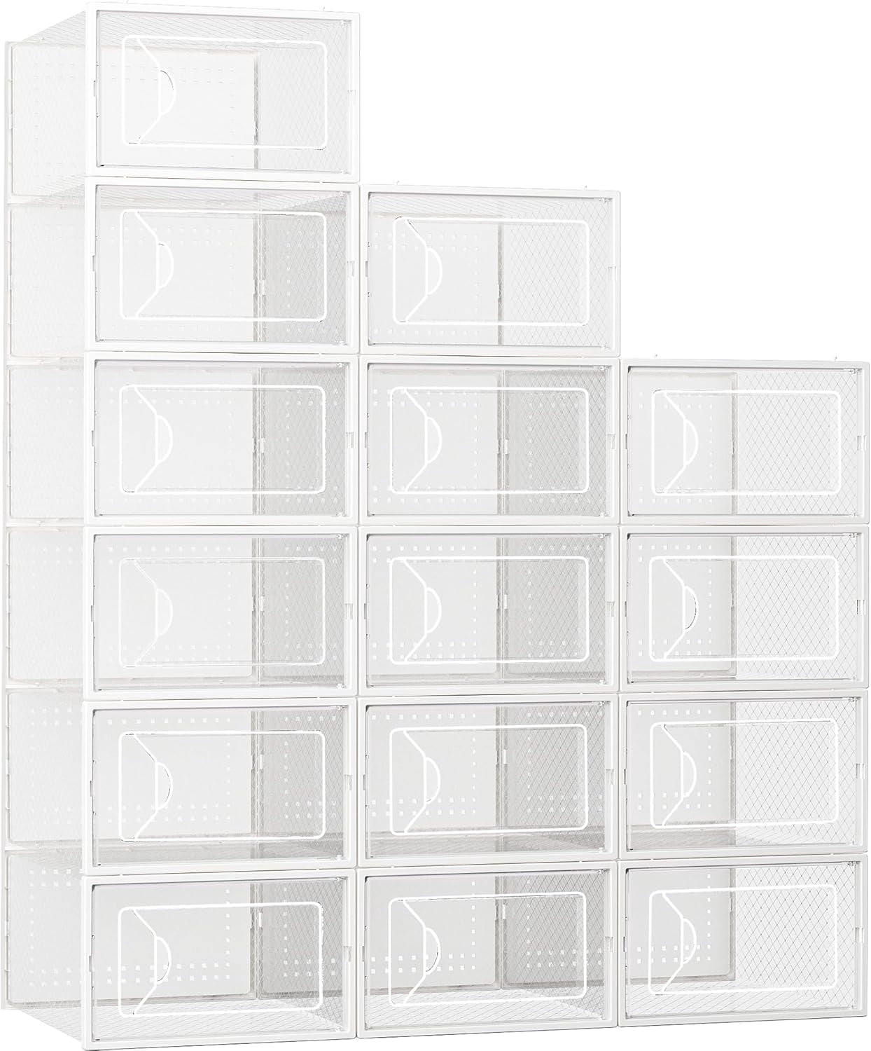 Shoe Storage Box, 15 Pack Clear Plastic Stackable Shoe Organizer for ...