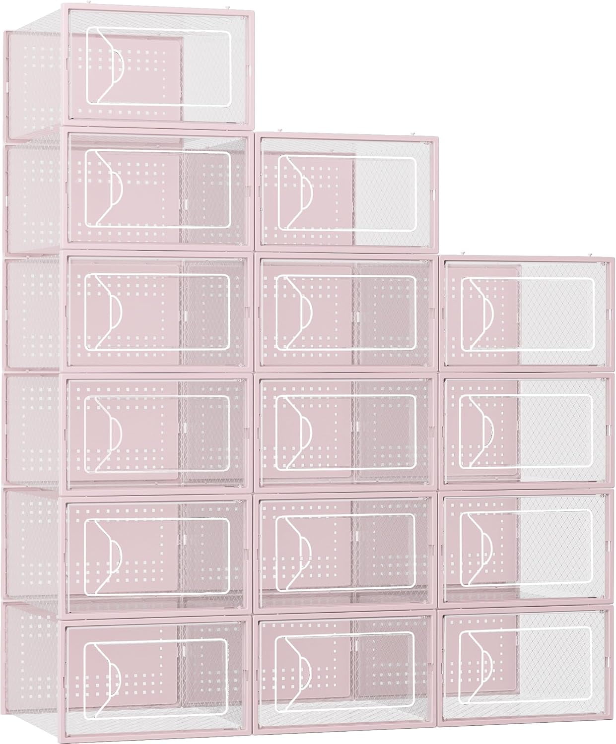 Shoe Storage Box, 15 Pack Clear Plastic Stackable Shoe Organizer for ...