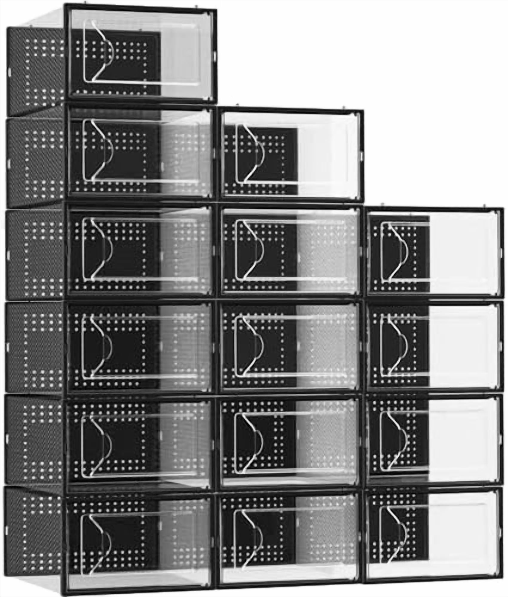 Shoe Storage Box, 15 Pack Clear Plastic Stackable Shoe Organizer for ...