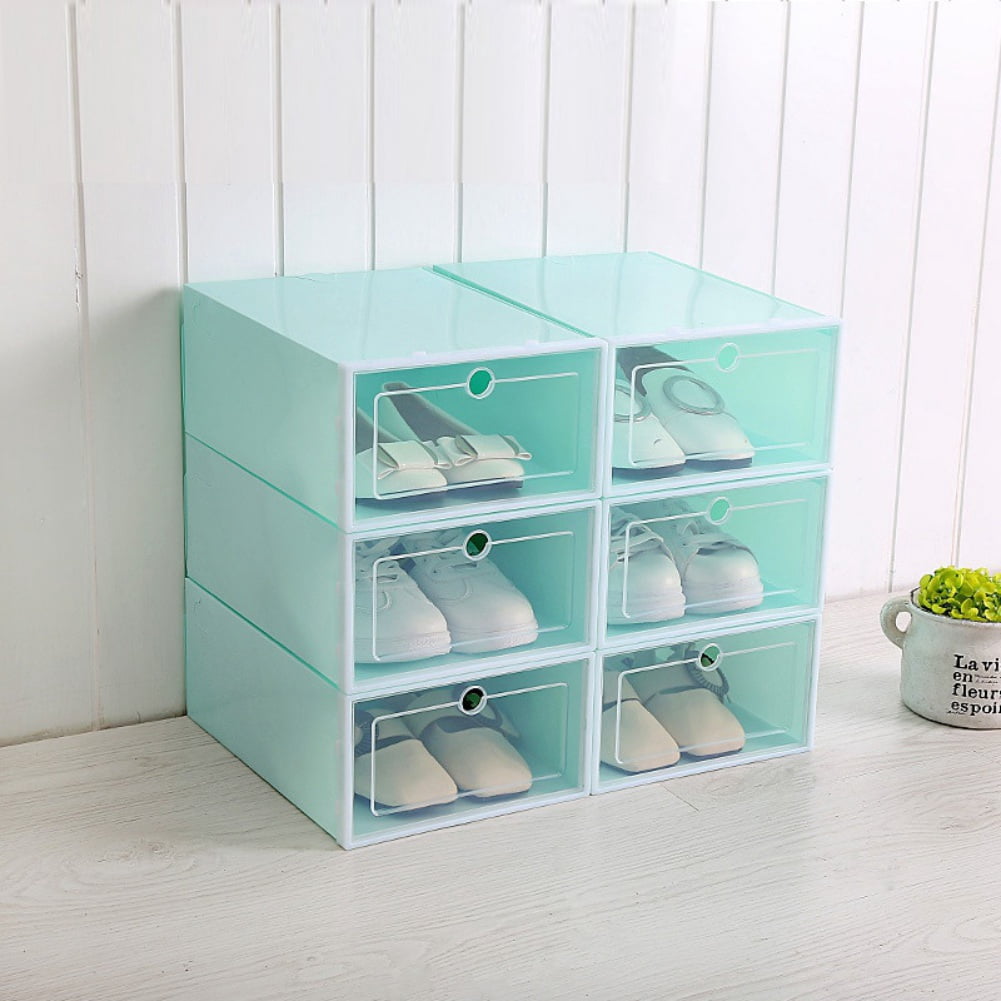 Shoe Storage Box,6 Pack,Shoe Box Plastic Stackable,Drop Front Shoe Box ...