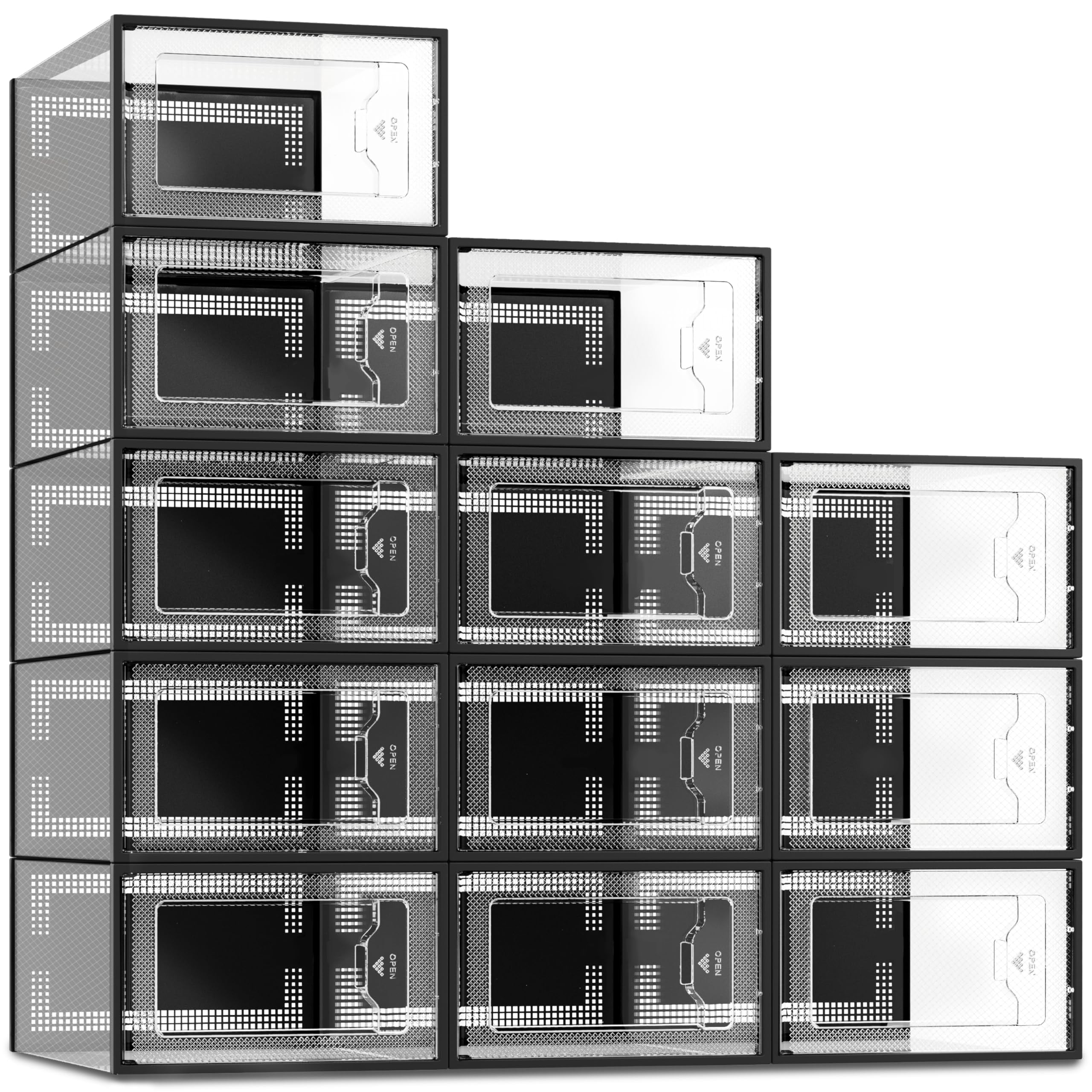 Shoe Storage Box , Clear Plastic Stackable Shoe Organizer for Closet ...