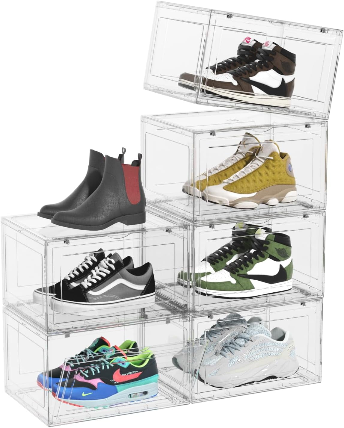 Shoe Storage Box for Sneaker Display, Clear Plastic Stackable Shoe ...