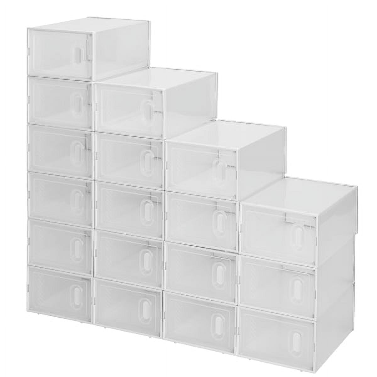 Shoe Storage Boxes 18 Pack Clear Plastic Stackable - White - Walmart.com