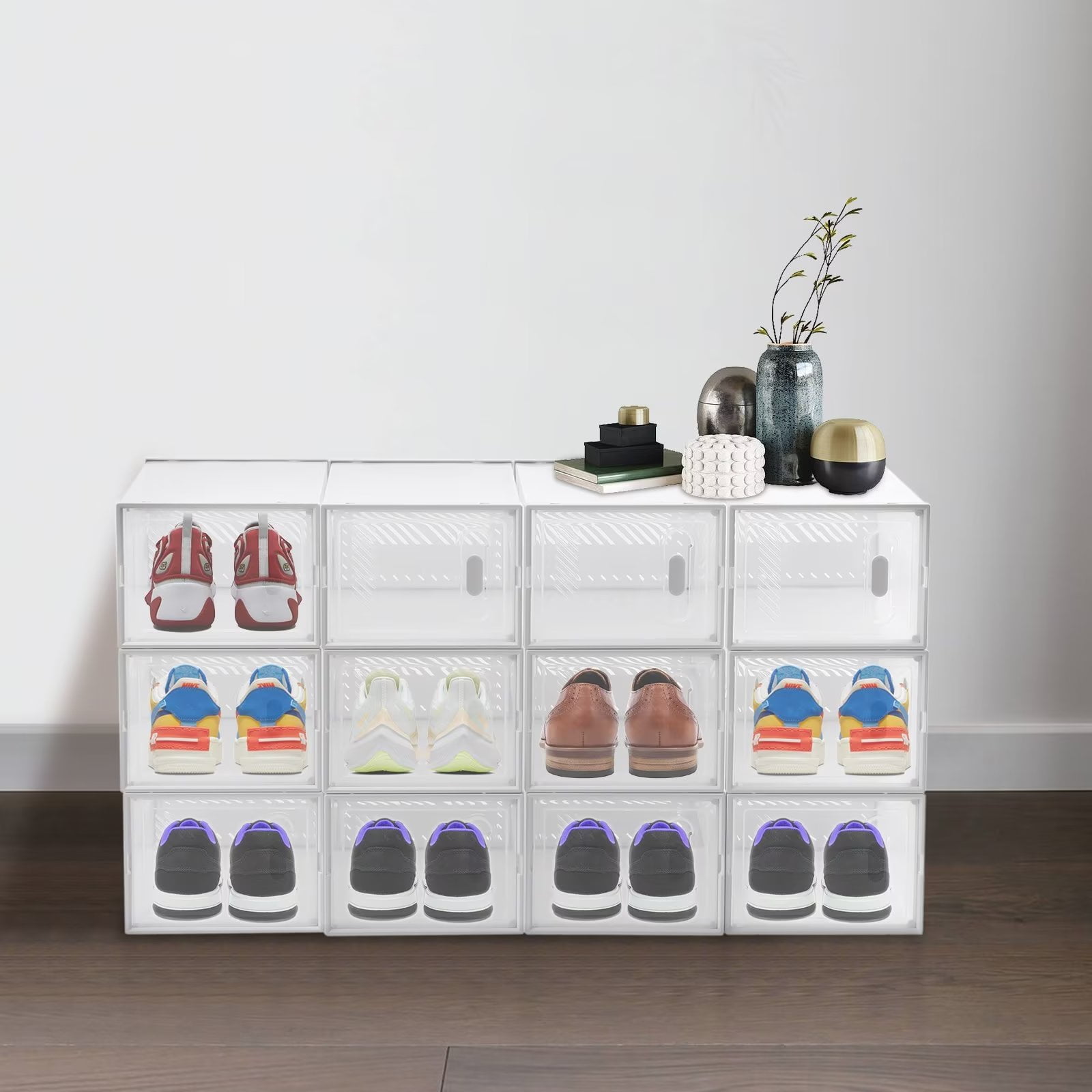 Walmart Stackable Sneaker Bin Container Organizer Shoe Box Case, 12 ...