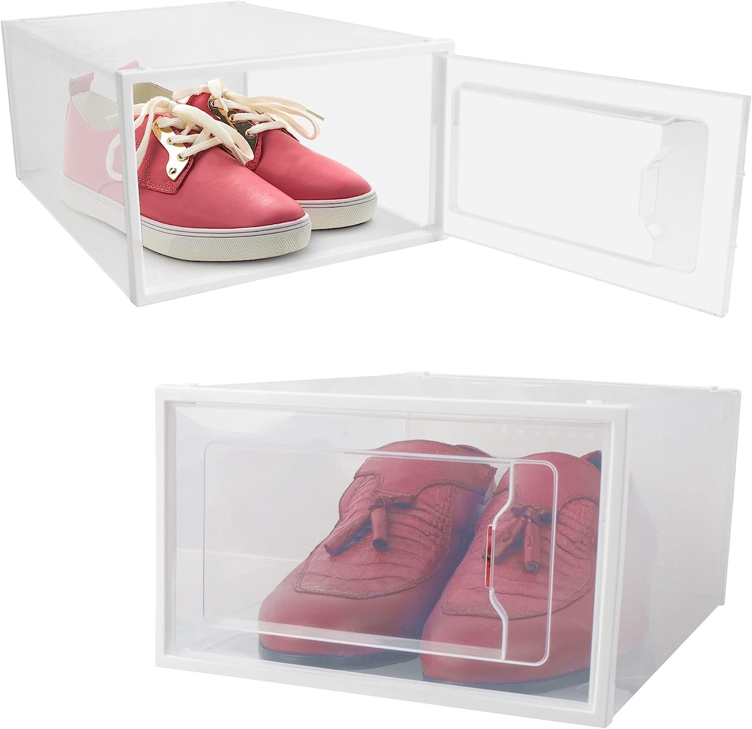 Shoe Storage Boxes Ventilated Clear Shoe Box Organizer 12 Pack ...