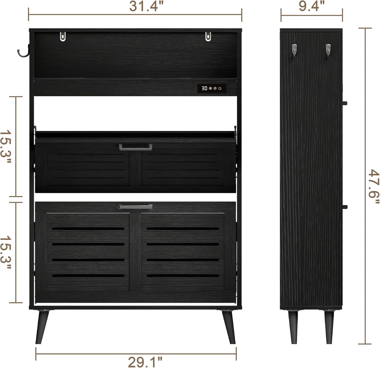 Shoe Storage Cabinet with 2 Flip Drawers, Deodorizing Shoe Cabinet ...