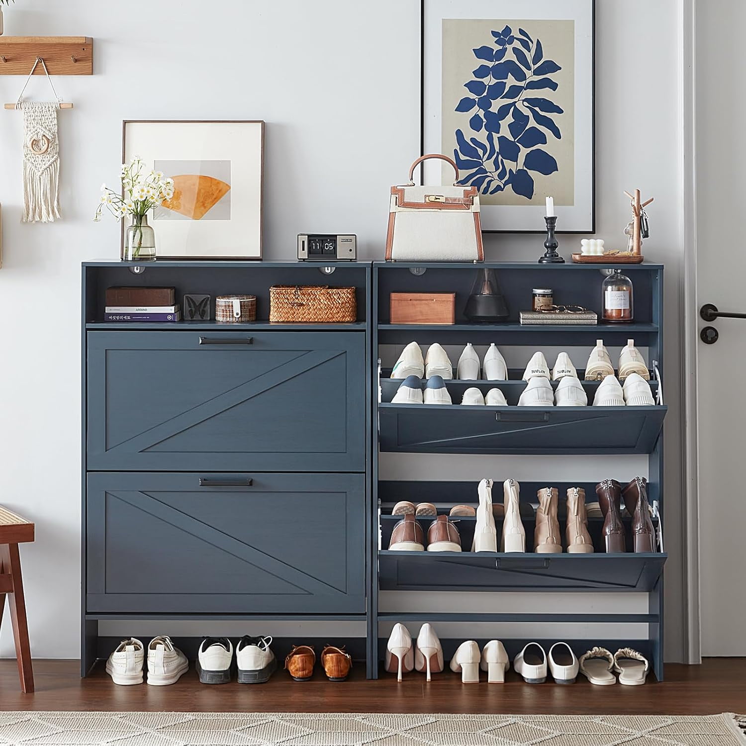 Shoe Storage Cabinet with 2 Flip Drawers,Farmhouse Narrow Shoe ...